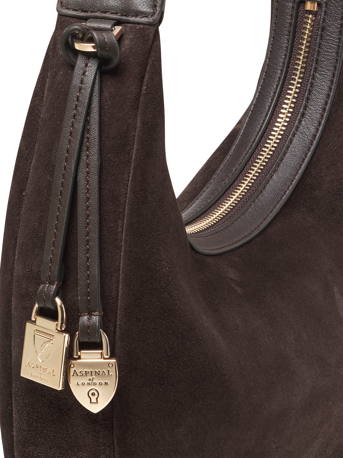 Aspinal of London Hudson Crescent Suede Shoulder Bag