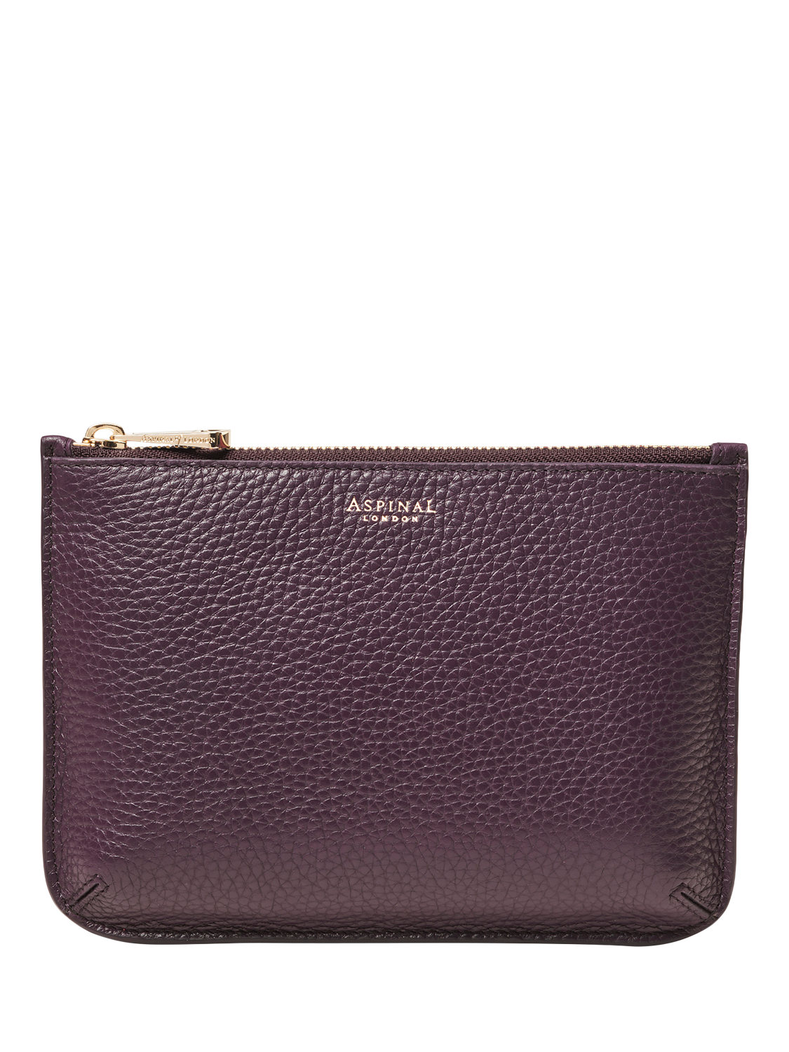 Aspinal of London Medium Ella Pebble Grain Leather Pouch, Fig