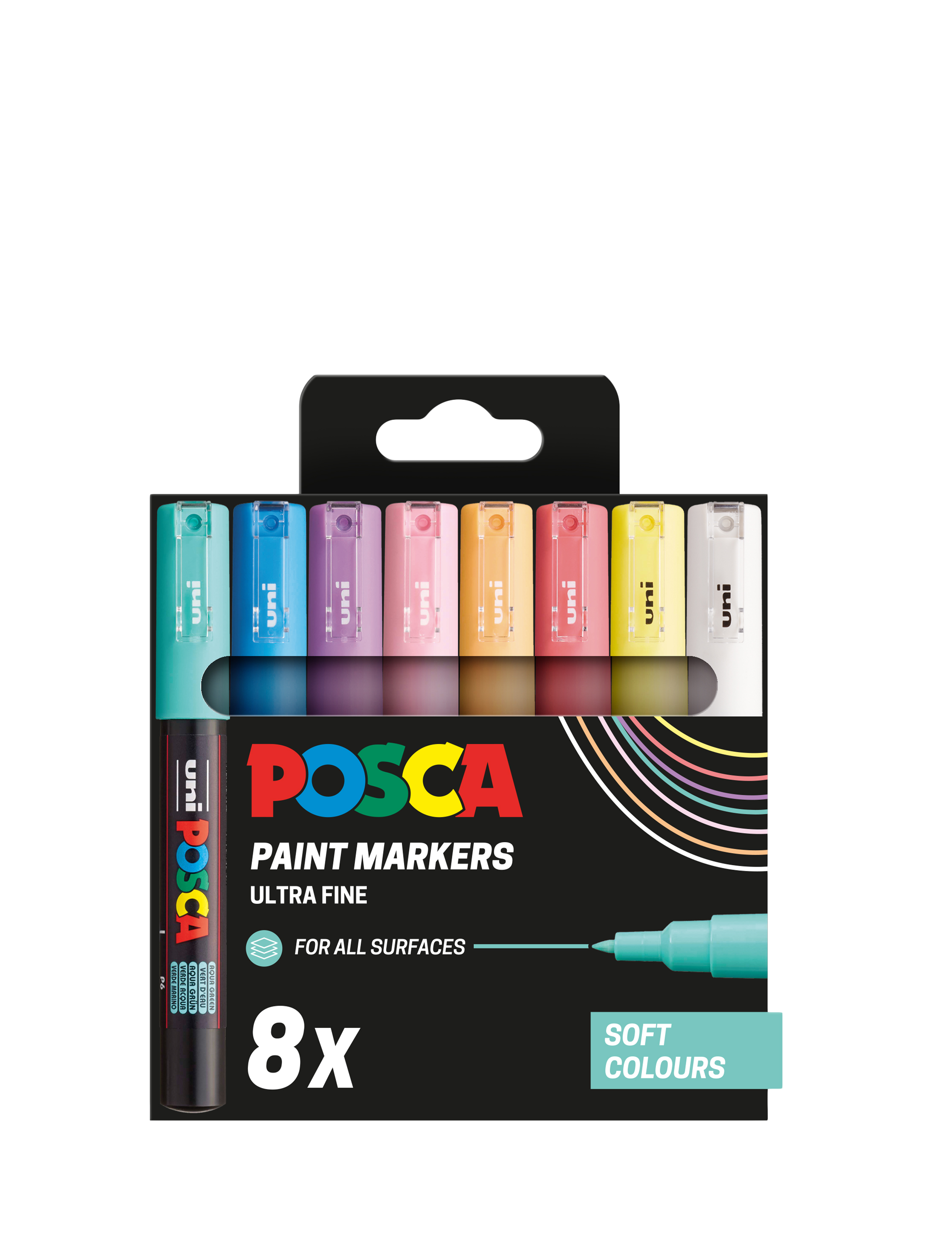 POSCA Ultra Fine Paint Marker Pens, Set of 8, Multi