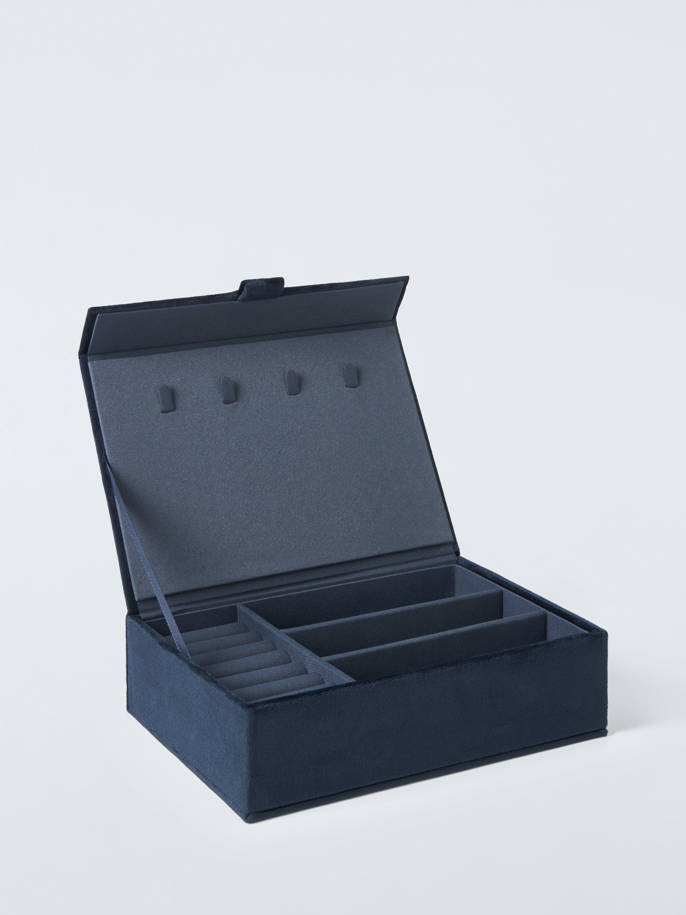 John Lewis Archive Embroidered Floral Jewellery Box, Navy