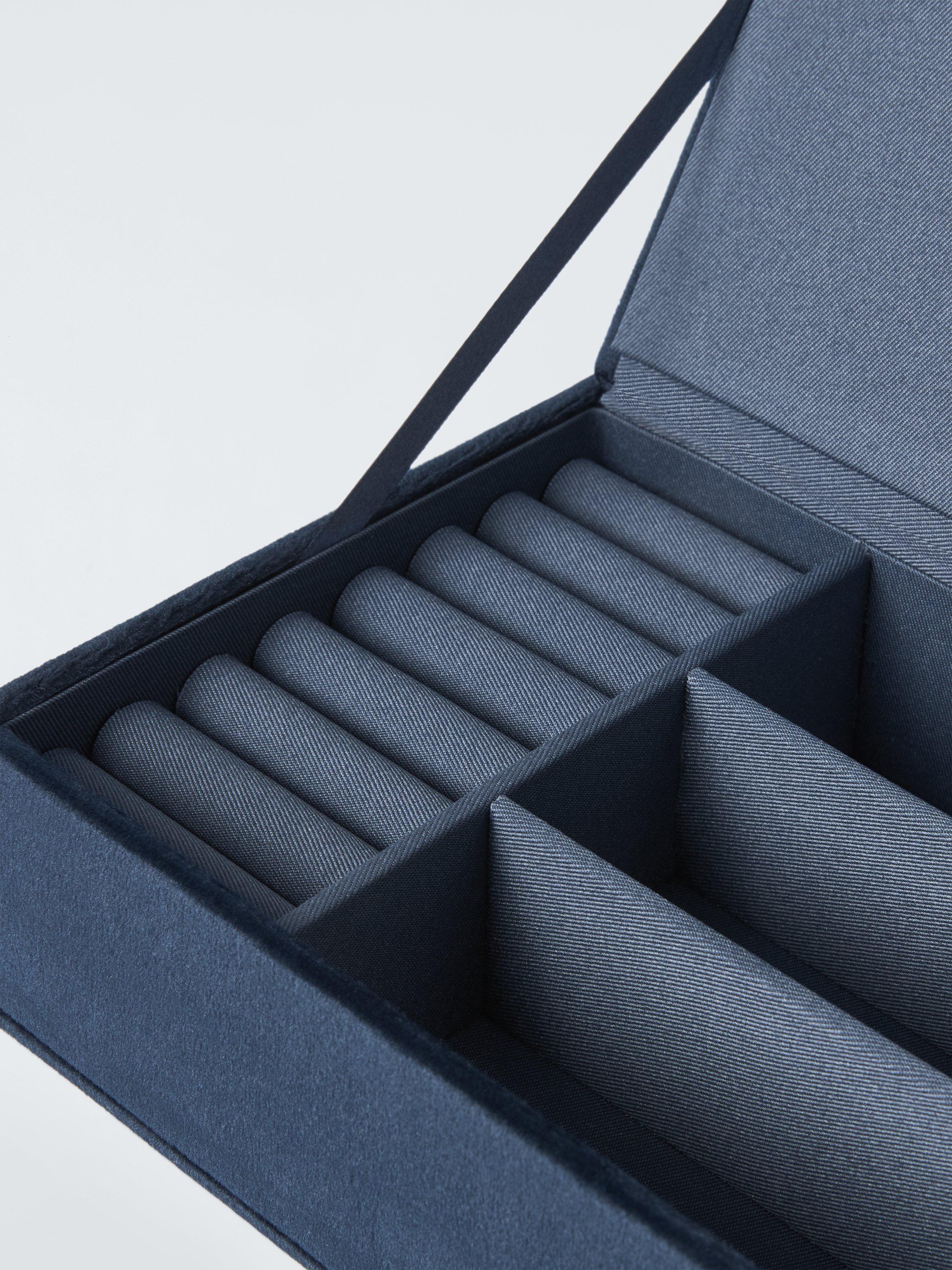 John Lewis Archive Embroidered Floral Jewellery Box, Navy