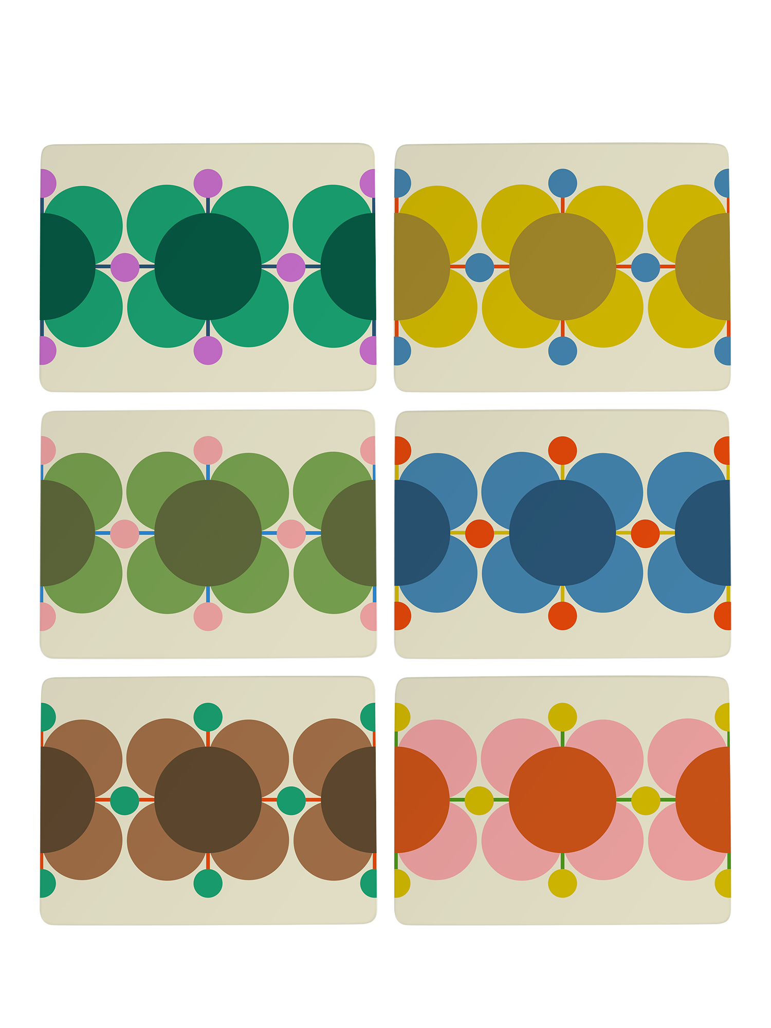 Orla Kiely Atomic Flower Cork-Backed Placemat, Set of 6, Assorted