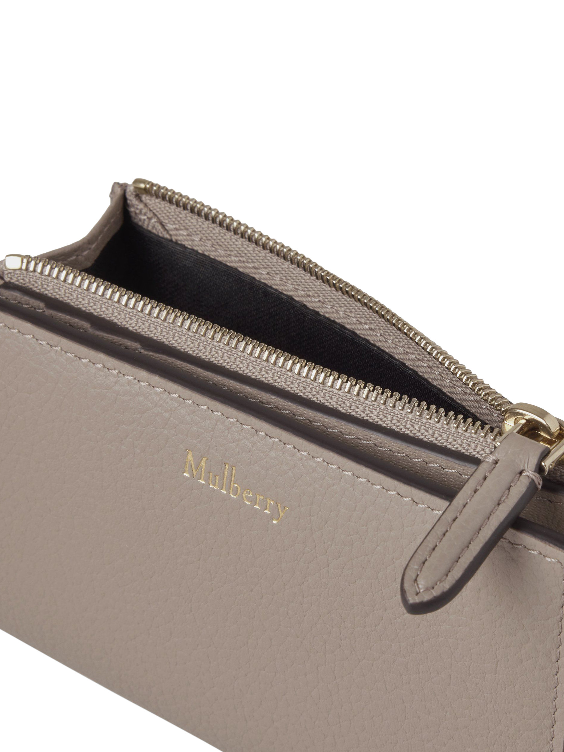Mulberry Continental Leather Bifold Zip Purse, Cashmere Taupe