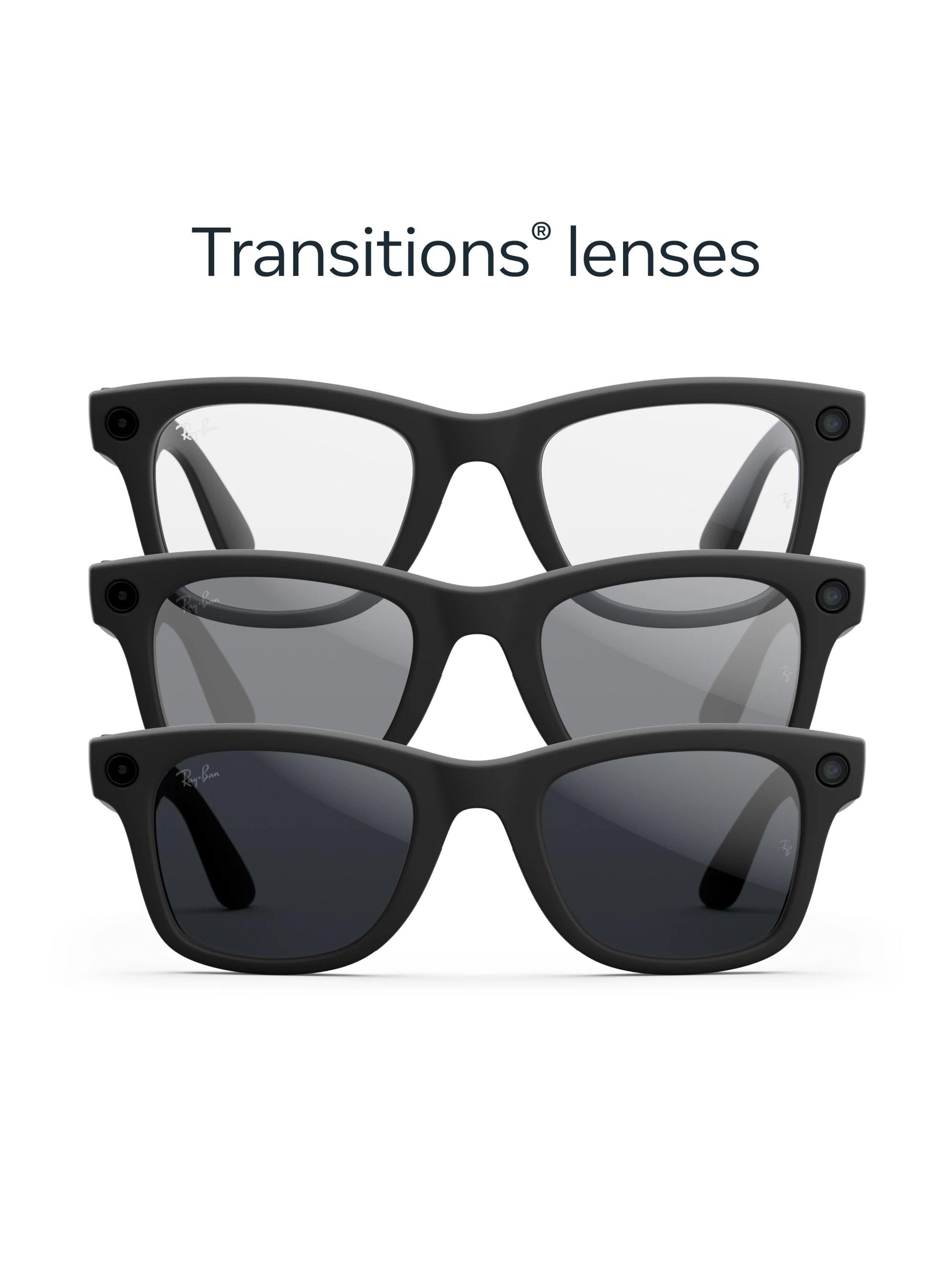 Meta Ray-Ban Meta Wayfarer (Gen 2) Glasses, Matte Black, Clear to Grey ...
