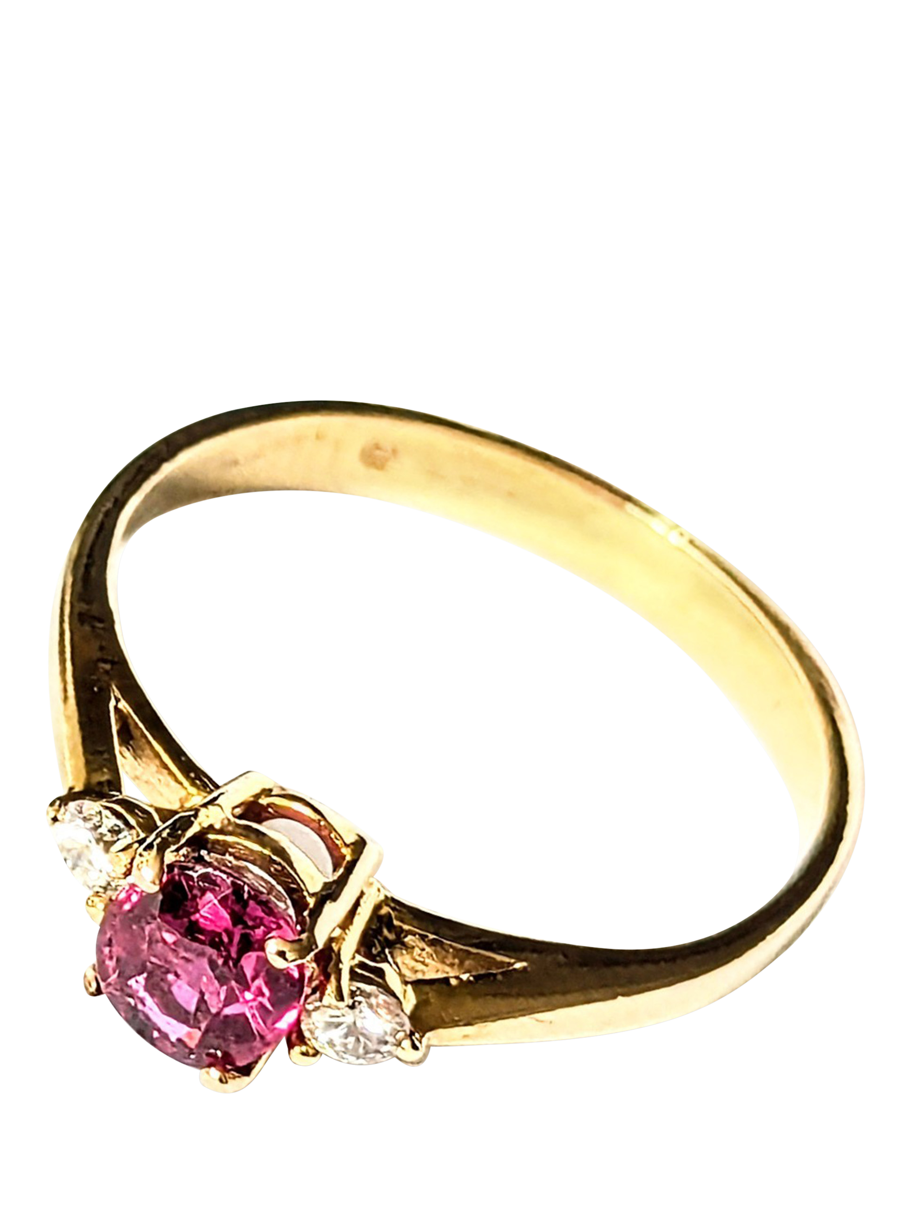 Pre-loved 9ct Yellow Gold Diamond and Created Ruby Ring, K