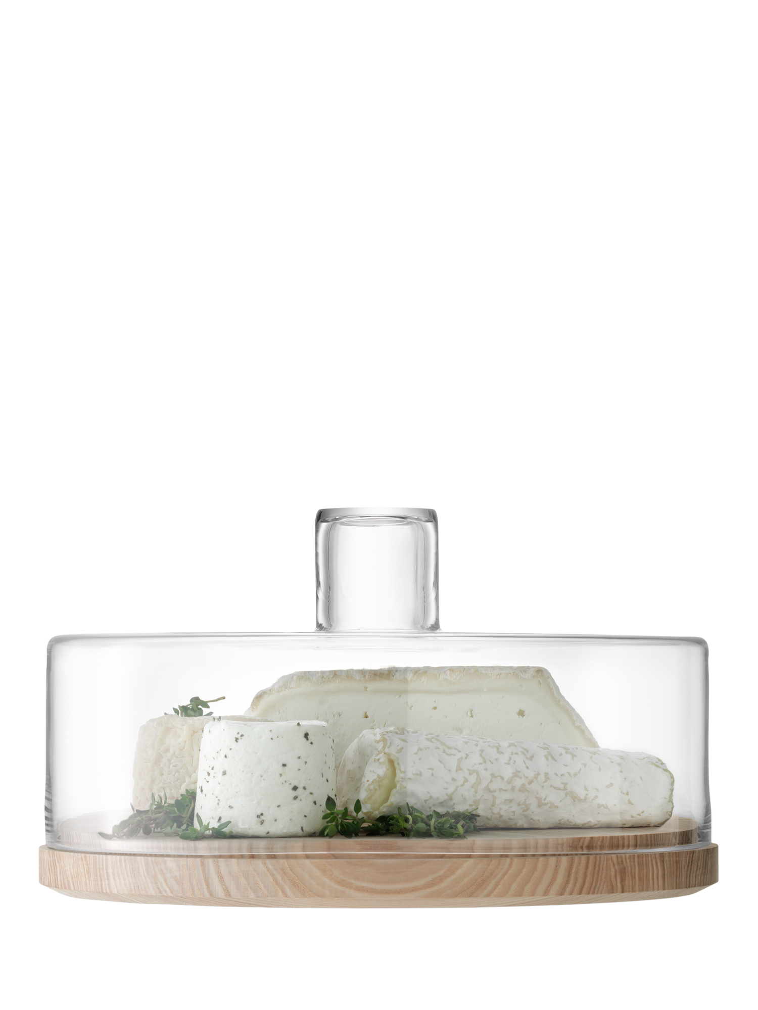 LSA International Lotta Cheese/Pastries Glass Dome & Ash Wood Board, 32cm
