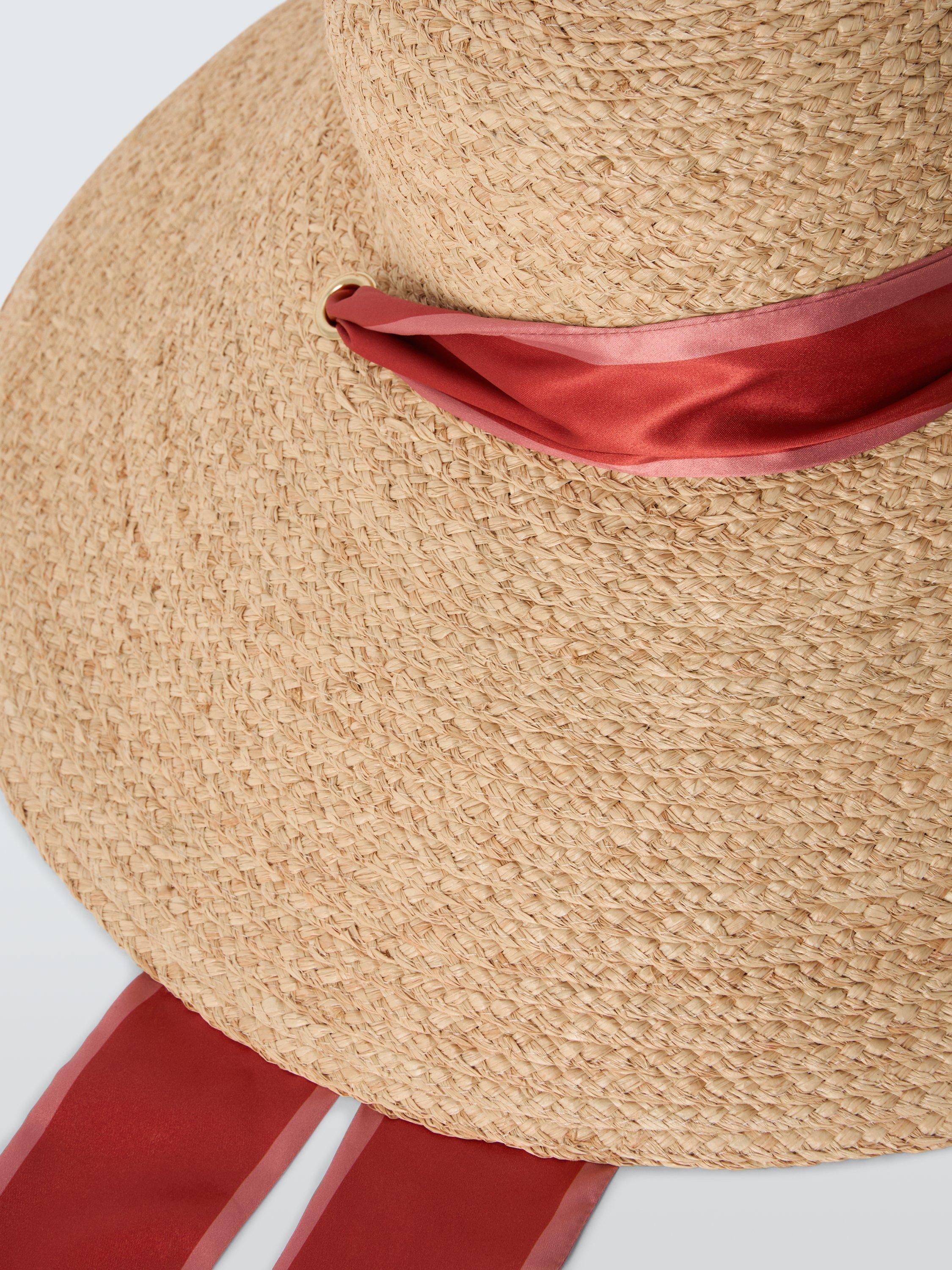 John Lewis Wide Brim Self-Tie Scarf Sun Hat, Natural