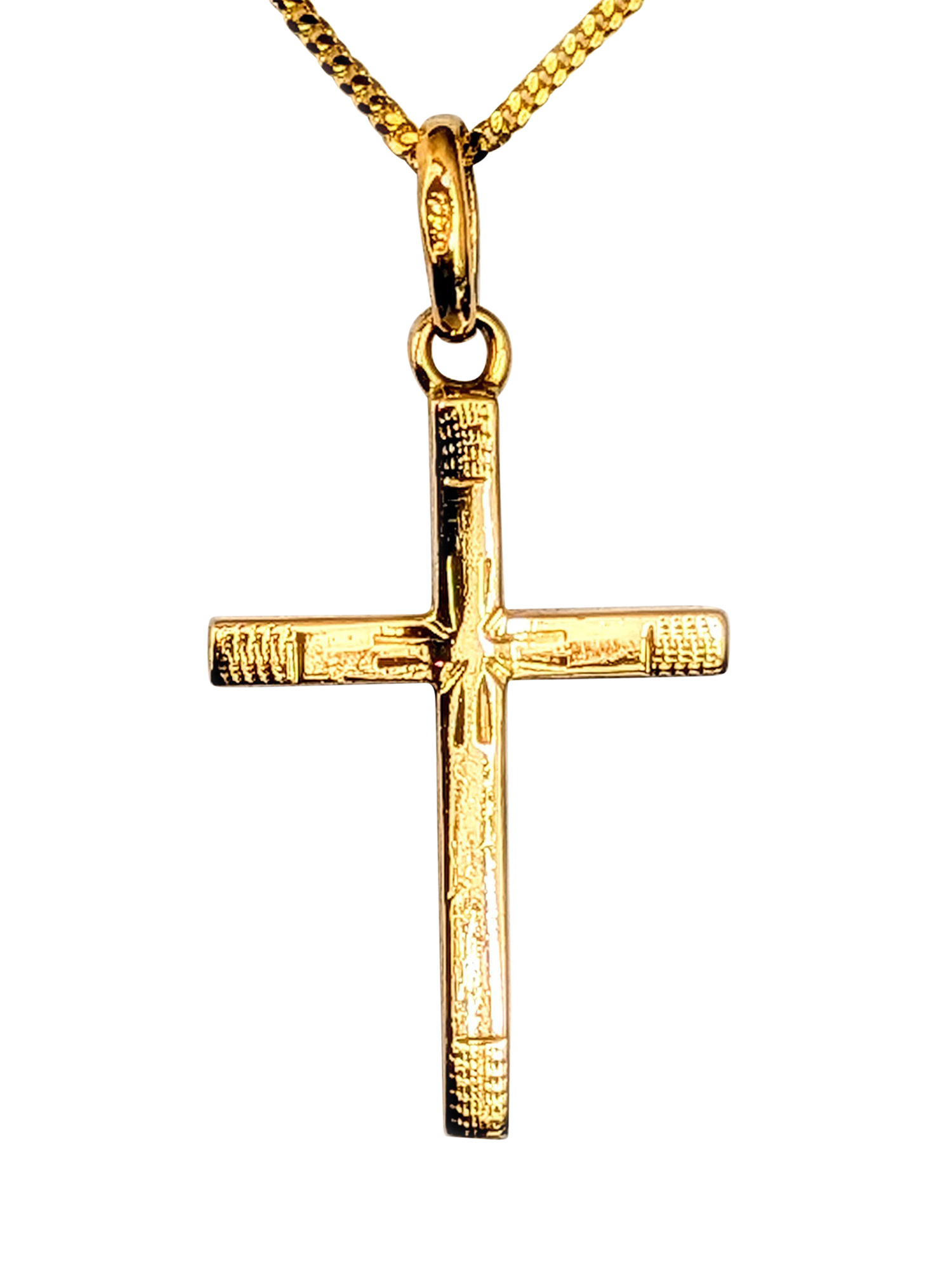 Pre-loved 9ct Yellow Gold Curb Chain Cross Pendant