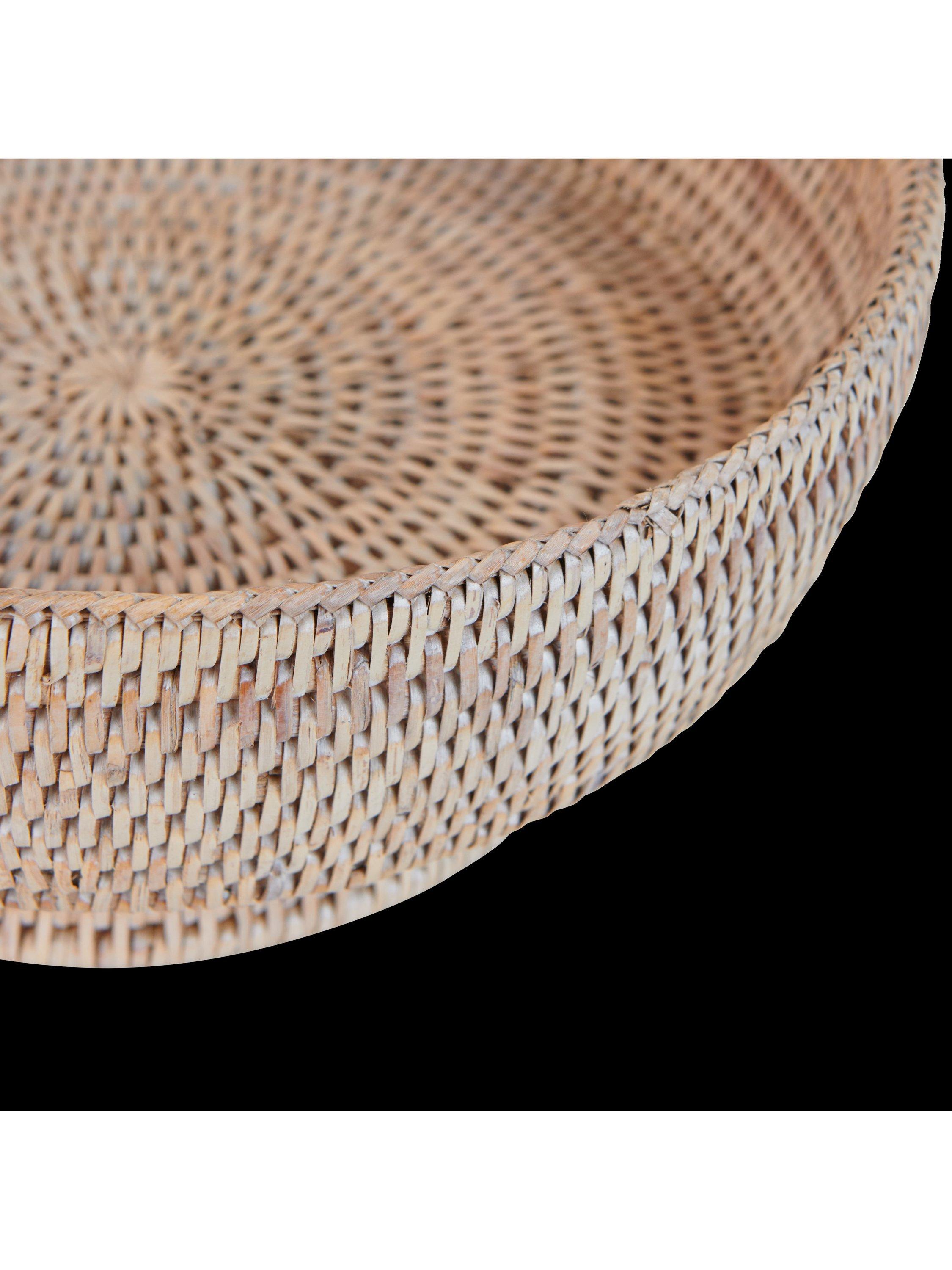 Neptune Ashcroft Rattan Fruit Bowl, 30cm, Natural/White Washed