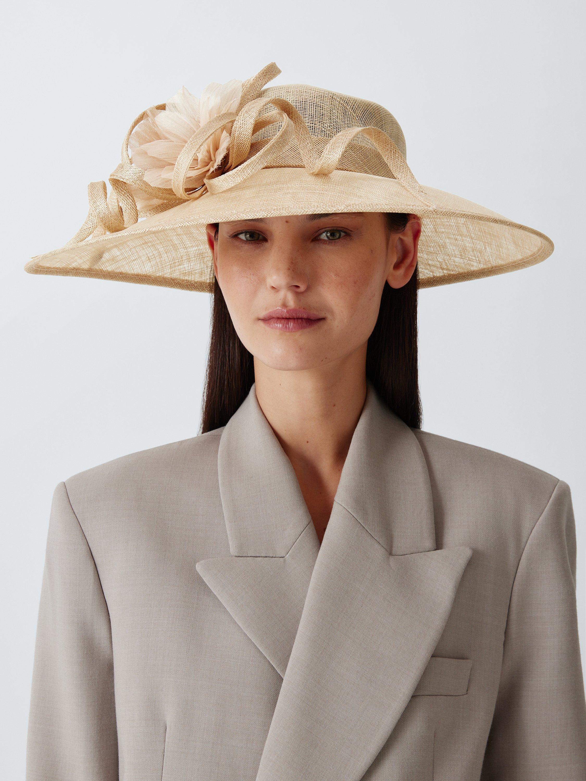 John Lewis Heather Wide Brim Occasion Hat, Champagne