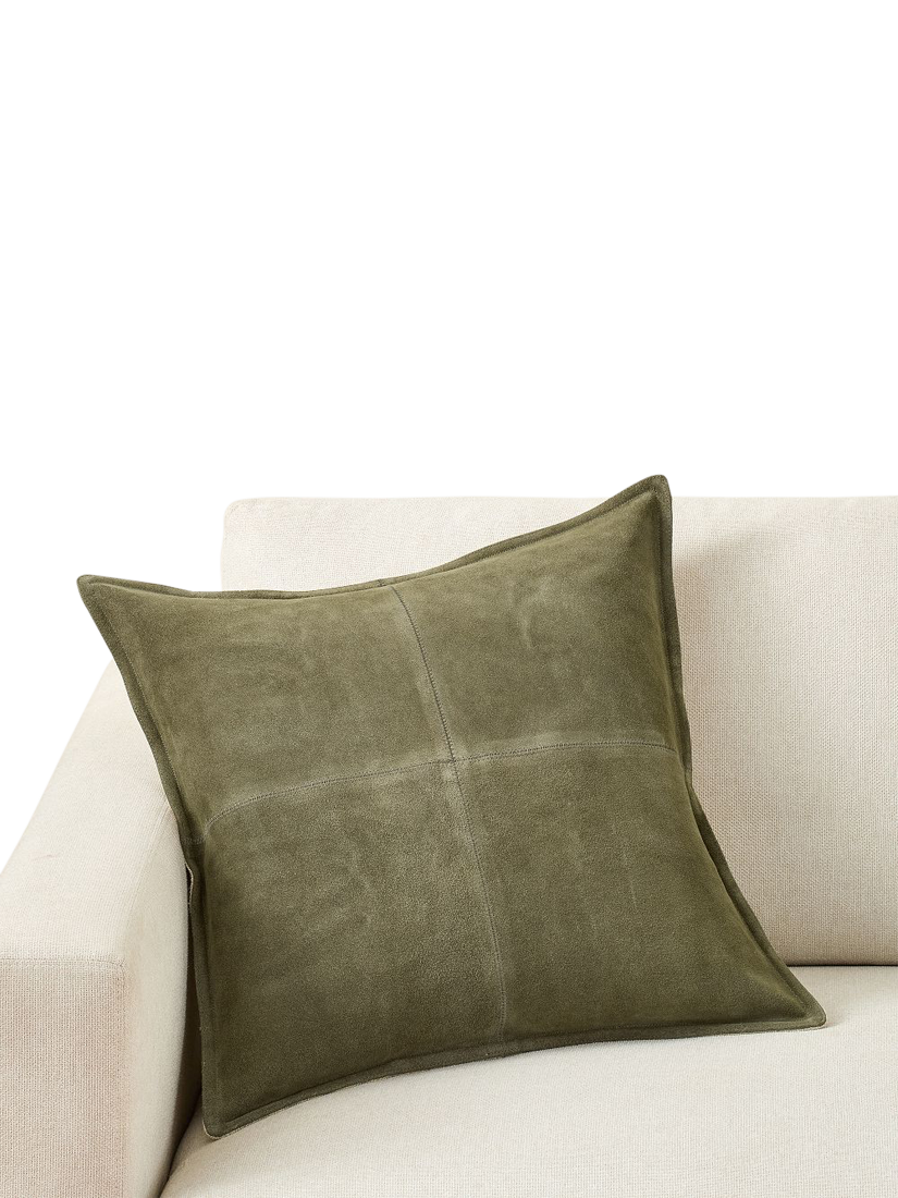 Pottery Barn Pieced Suede Cushion Cover, Loden