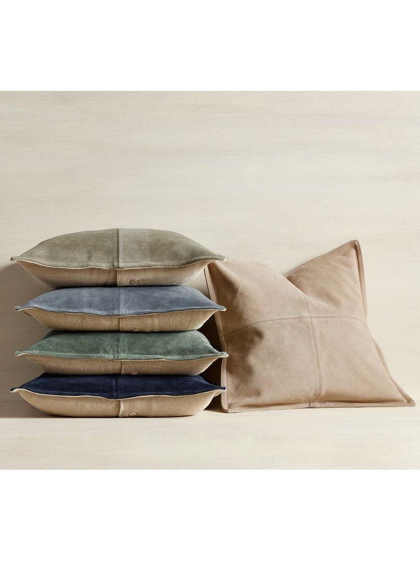 Pottery Barn Pieced Suede Cushion Cover, Loden