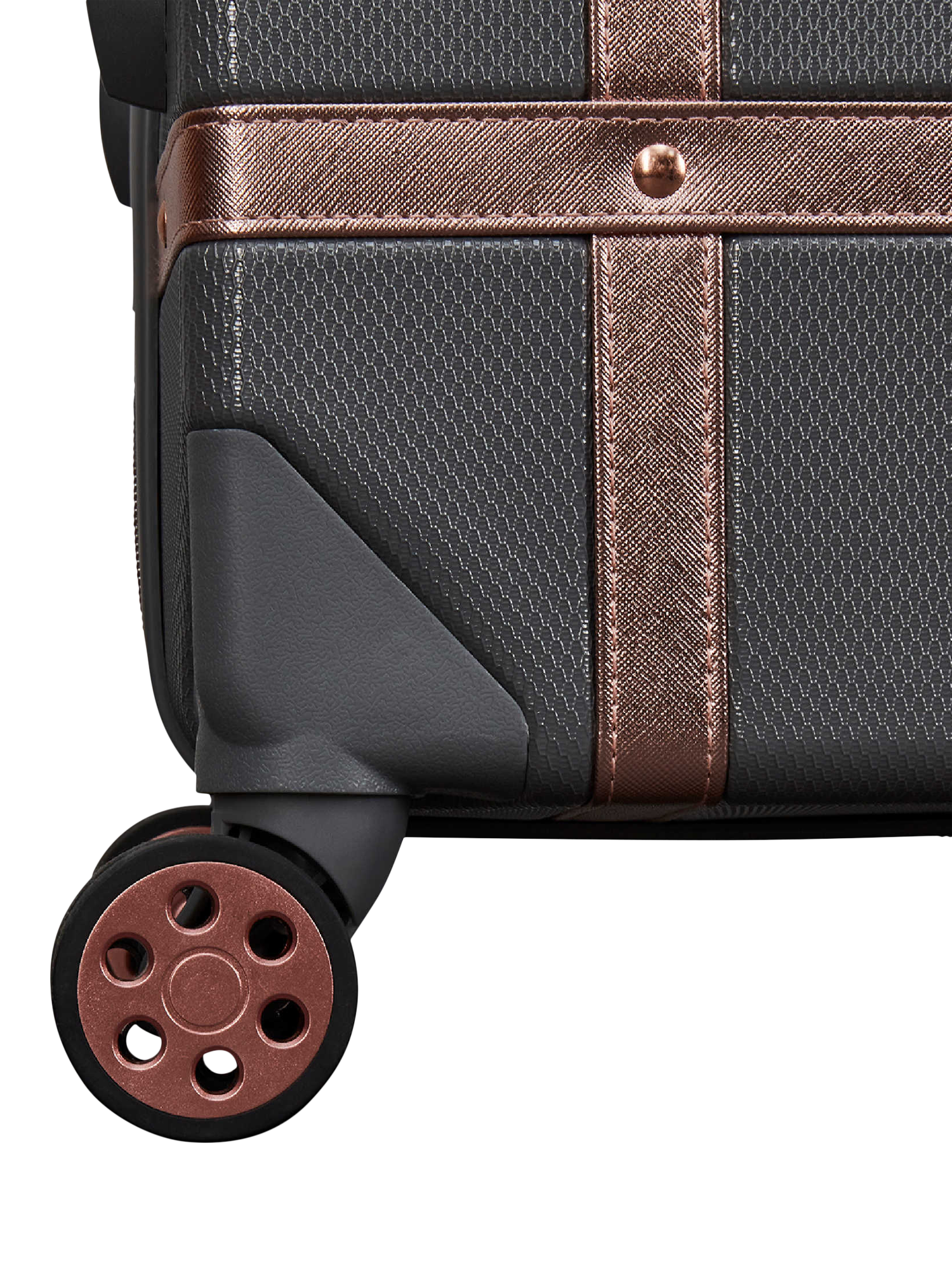 Rock Vintage 8-Wheel 78cm Large Suitcase, Charcoal/Rose Gold