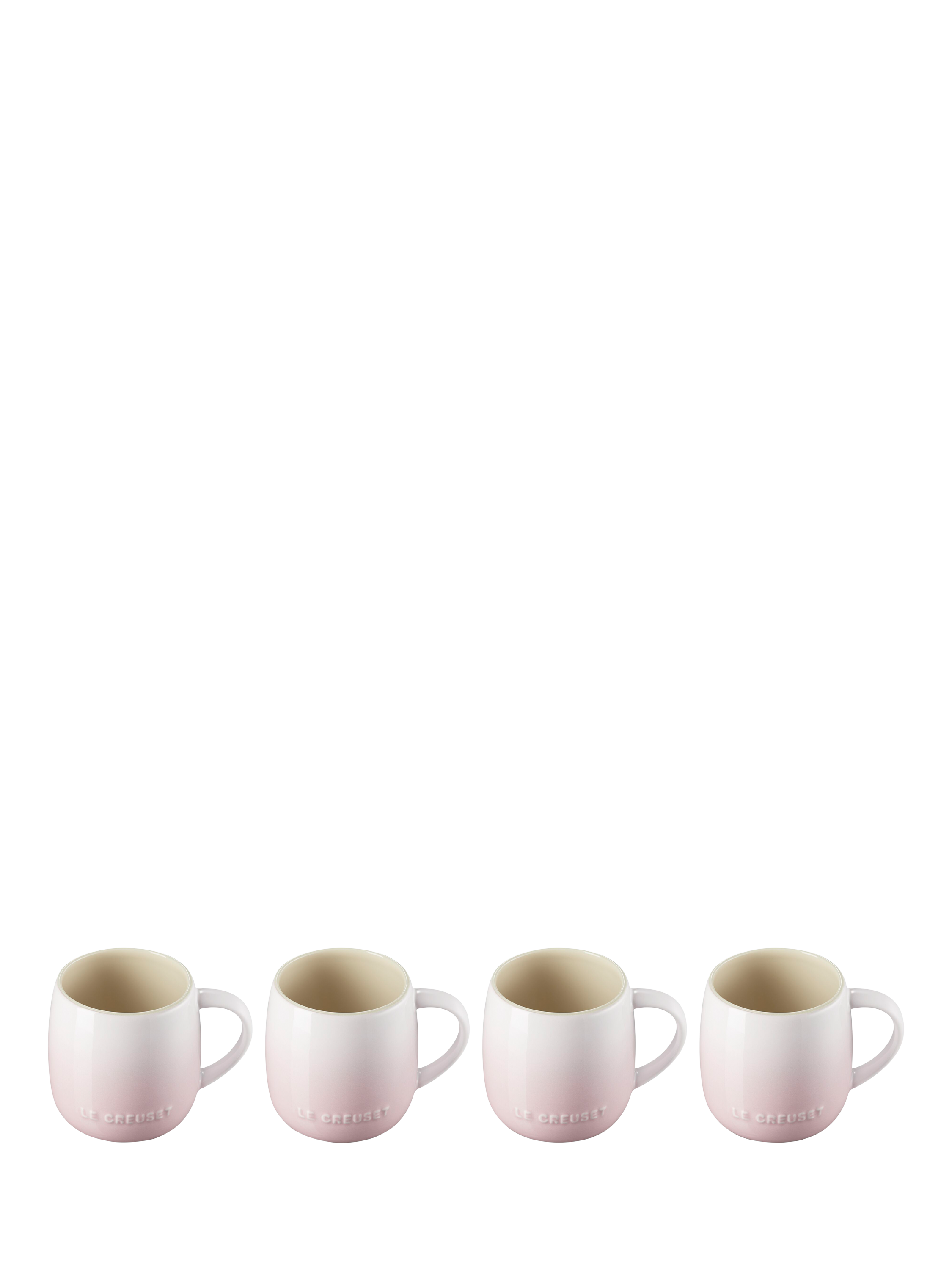 Le Creuset Stoneware U Mug, Set of 4, 380ml, Shell Pink