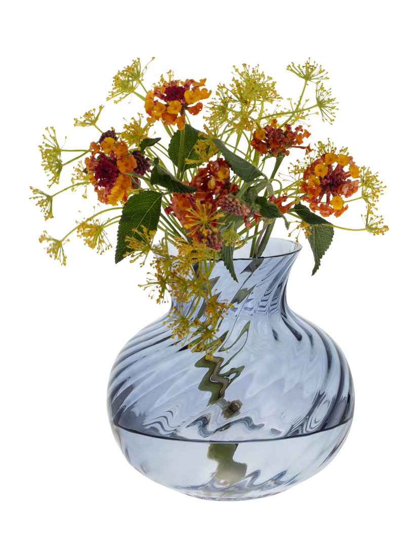 Dartington Crystal Smith Medium Glass Vase, H13cm, Dusk Blue