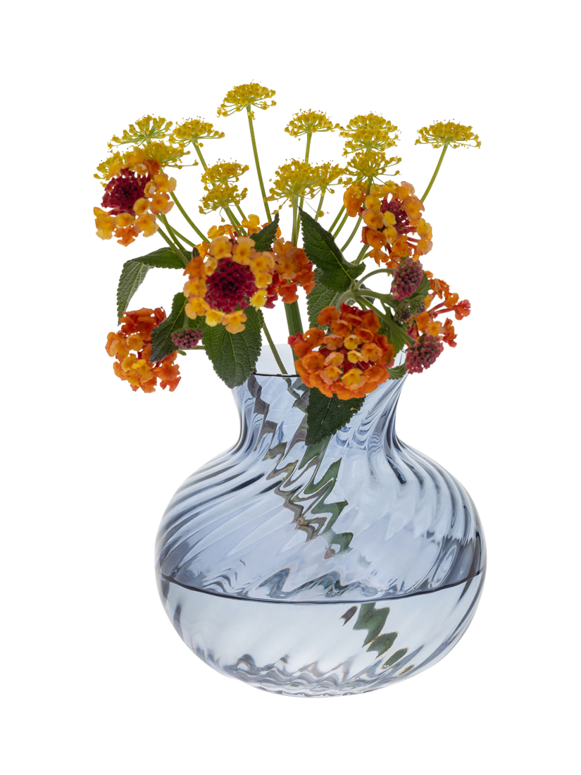 Dartington Crystal Smith Medium Glass Vase, H13cm, Dusk Blue