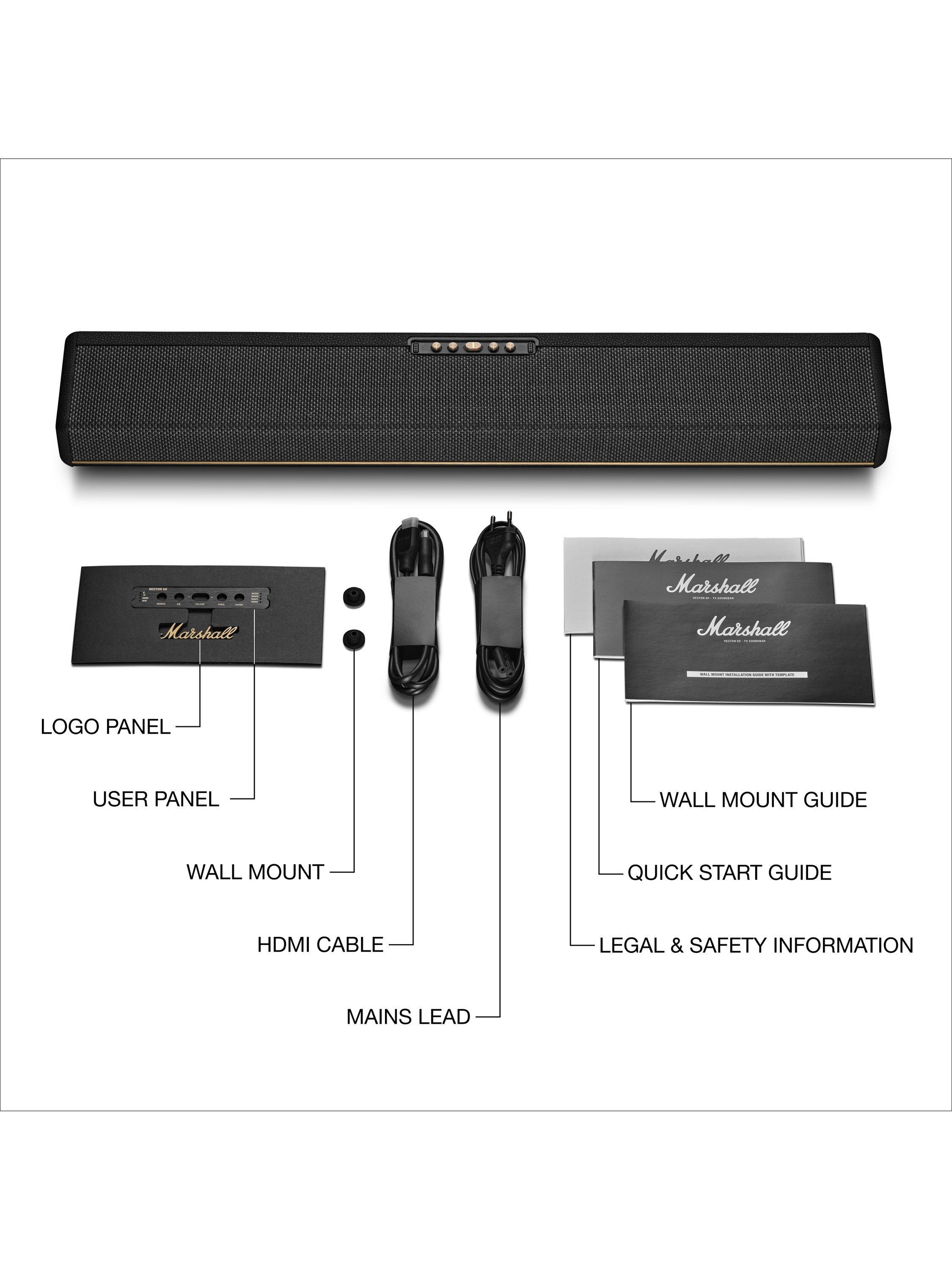 Marshall Heston 60 Bluetooth Wi-Fi Soundbar with Dolby Atmos, Black