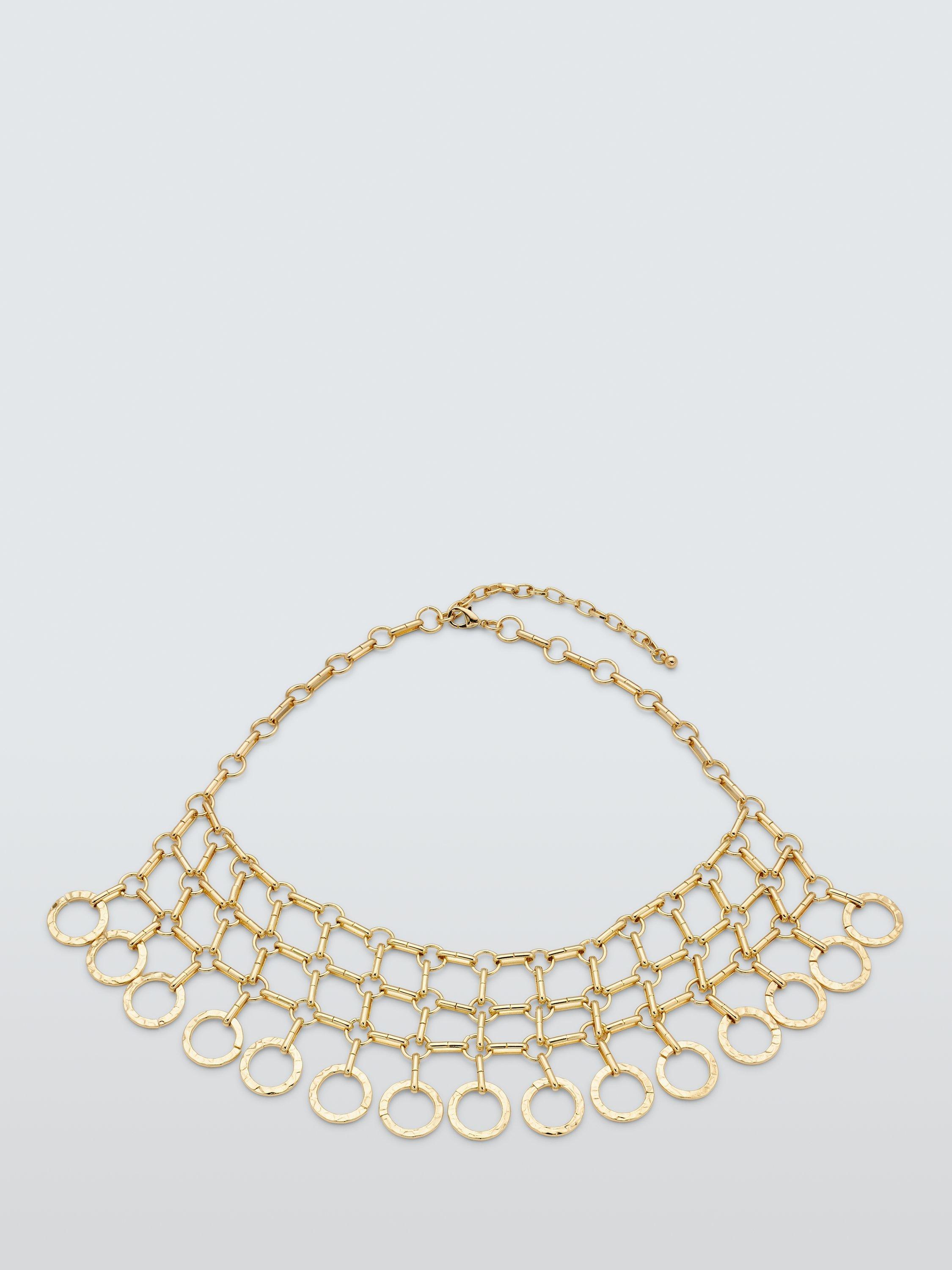 John Lewis Chain and Hoop Drops Statement Short Necklace, Gold