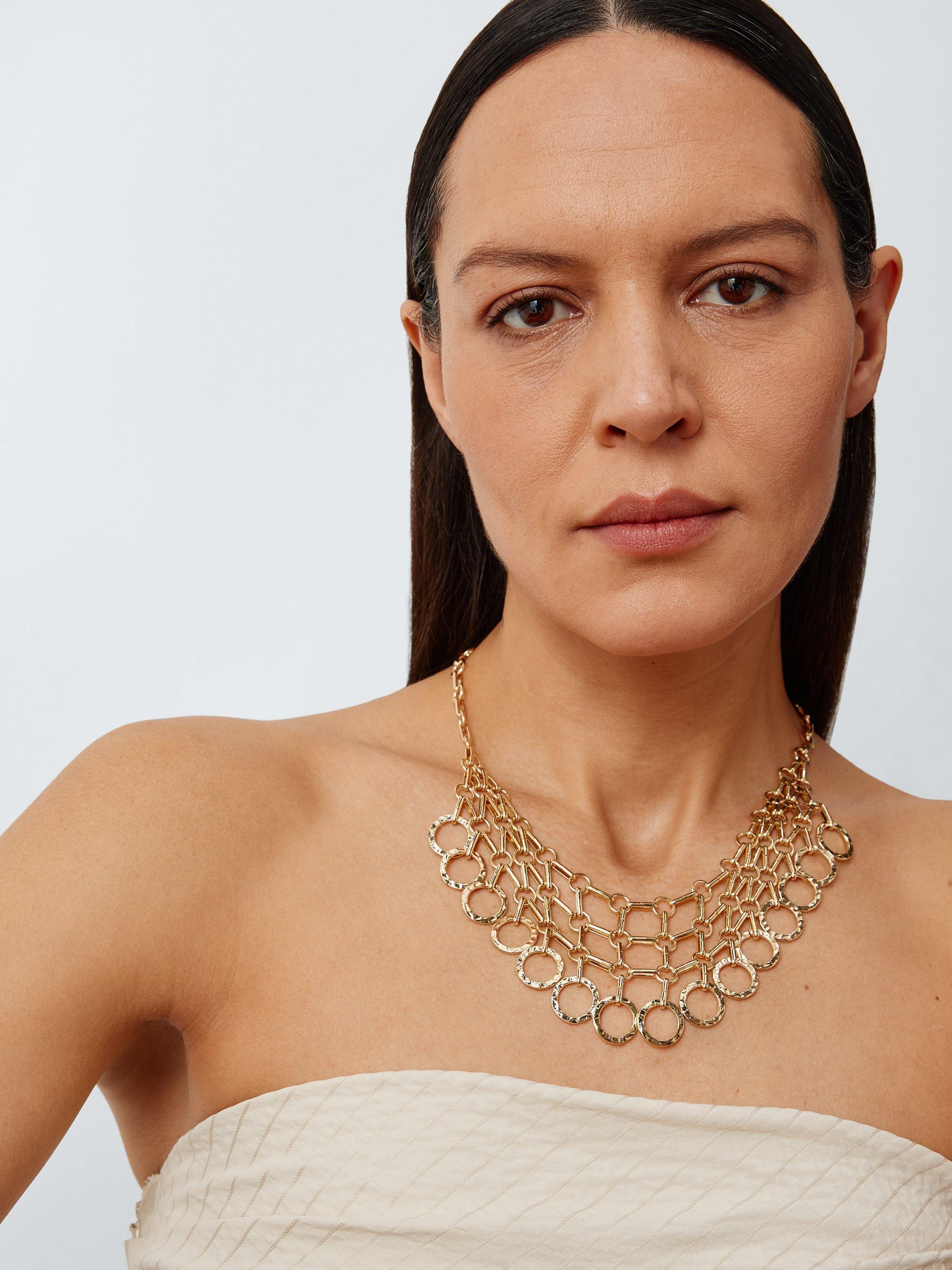 John Lewis Chain and Hoop Drops Statement Short Necklace, Gold