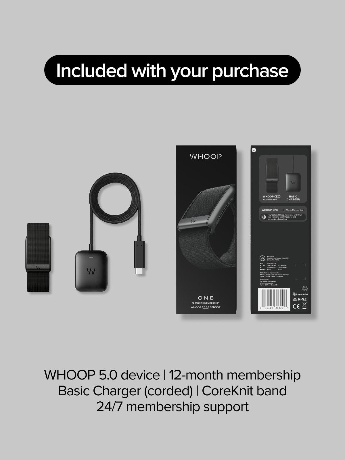 WHOOP One 5.0 Health & Fitness Wearable with 12-month WHOOP Life ...