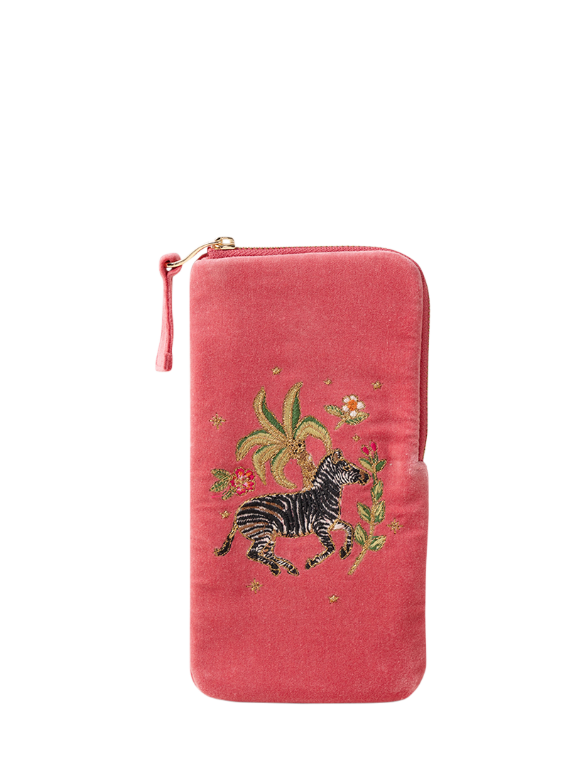 Elizabeth Scarlett Wild Zebra Glasses Case, Blush Pink