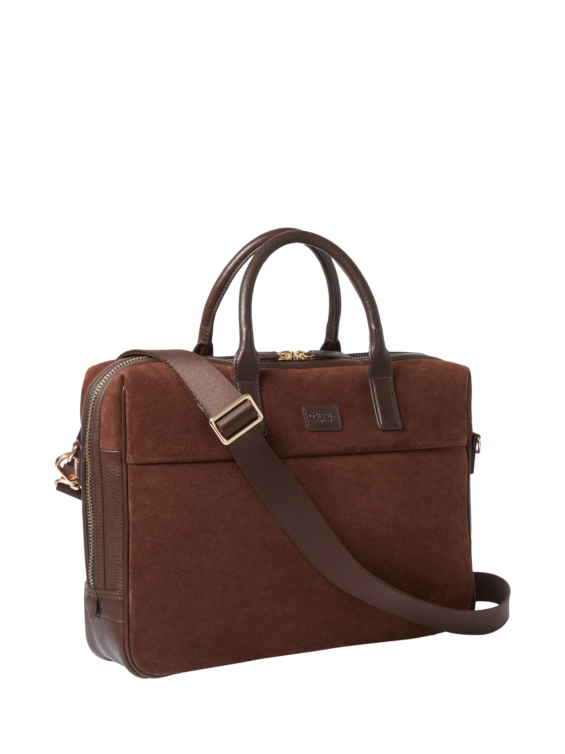 OSPREY LONDON Mocha Suede Laptop Bag, Bitter Chocolate