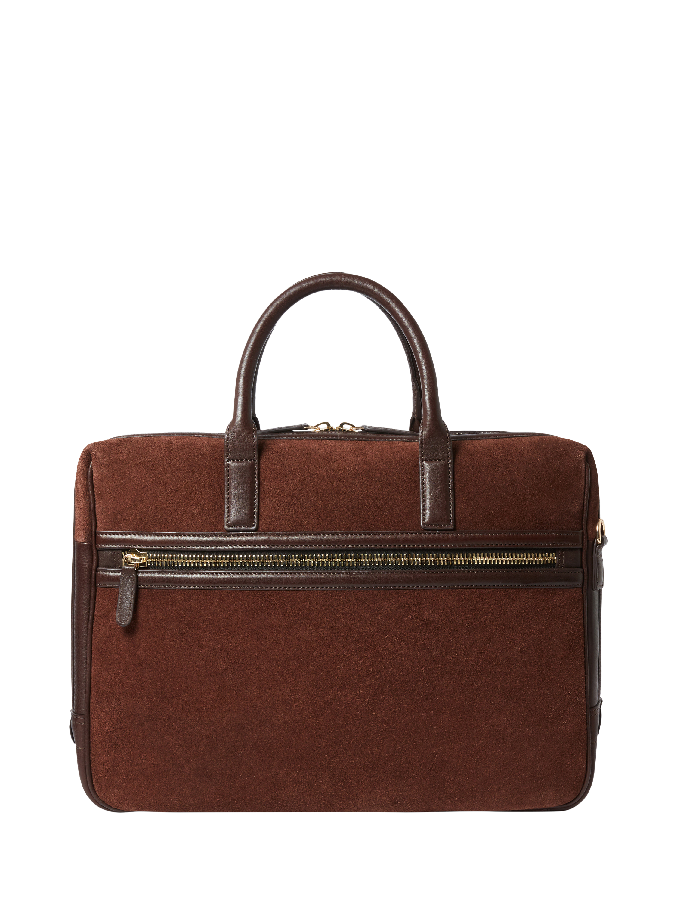 OSPREY LONDON Mocha Suede Laptop Bag, Bitter Chocolate