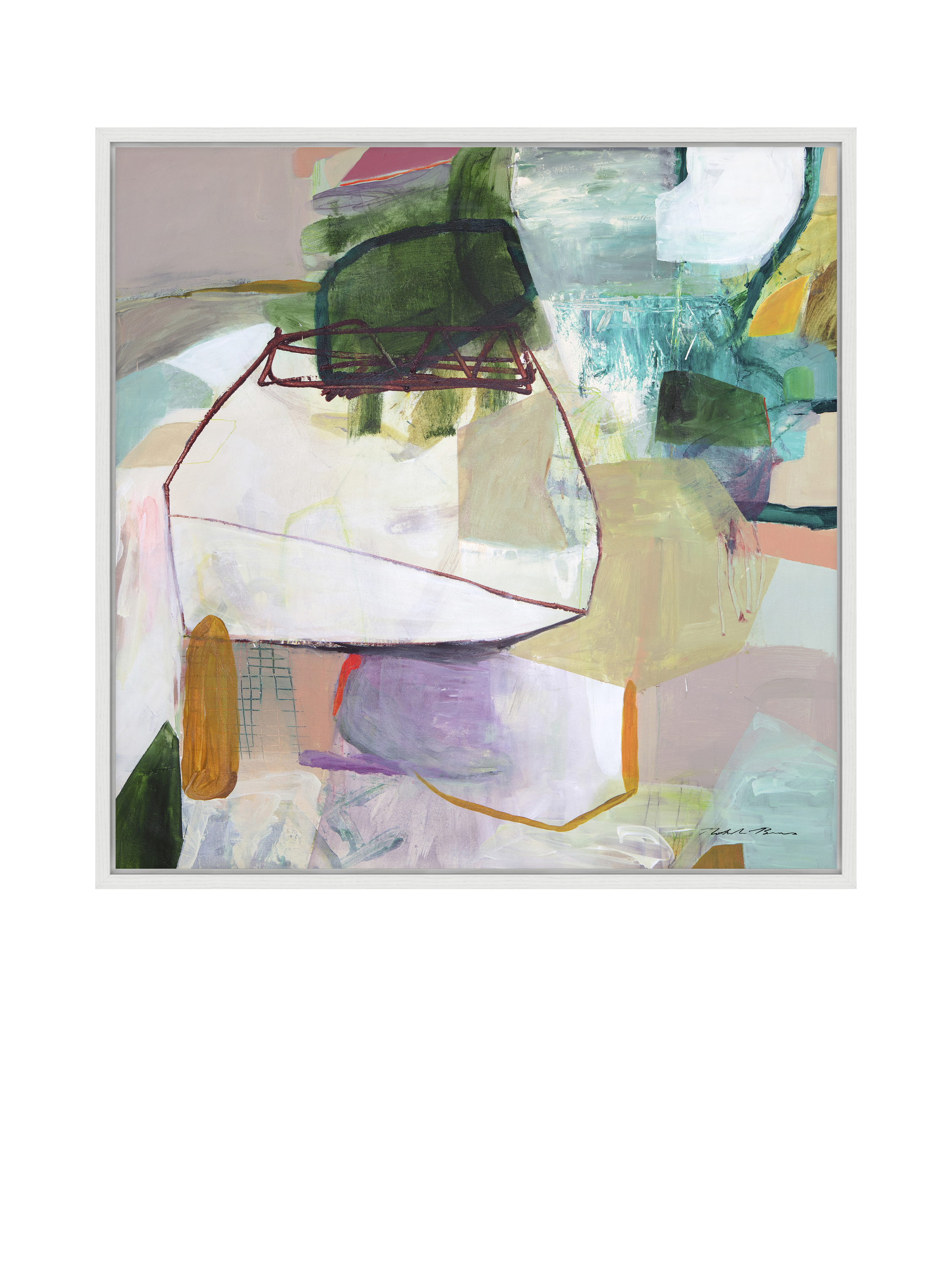 John Lewis Natasha Barnes 'Green Obsidian' Canvas Print, 106 x 106 cm, Multi Multi