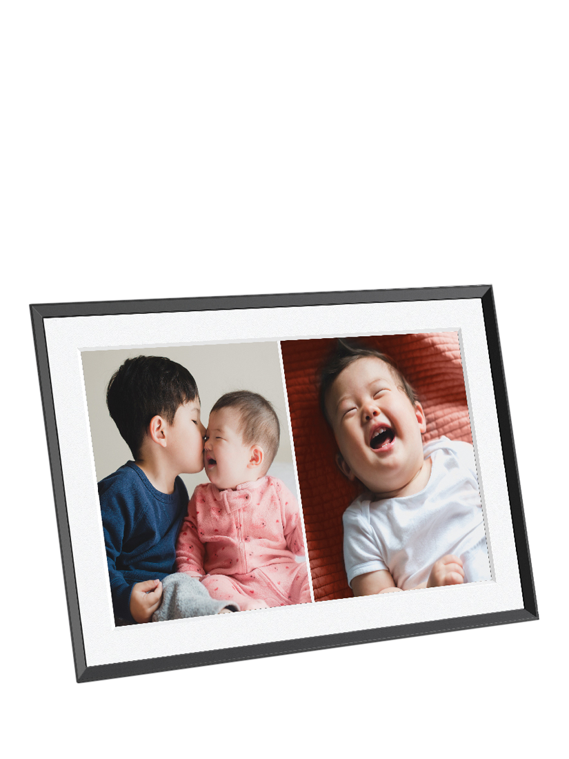 Aura Frames Carver Digital Photo Frame, 10.1”, Gravel/White Mat