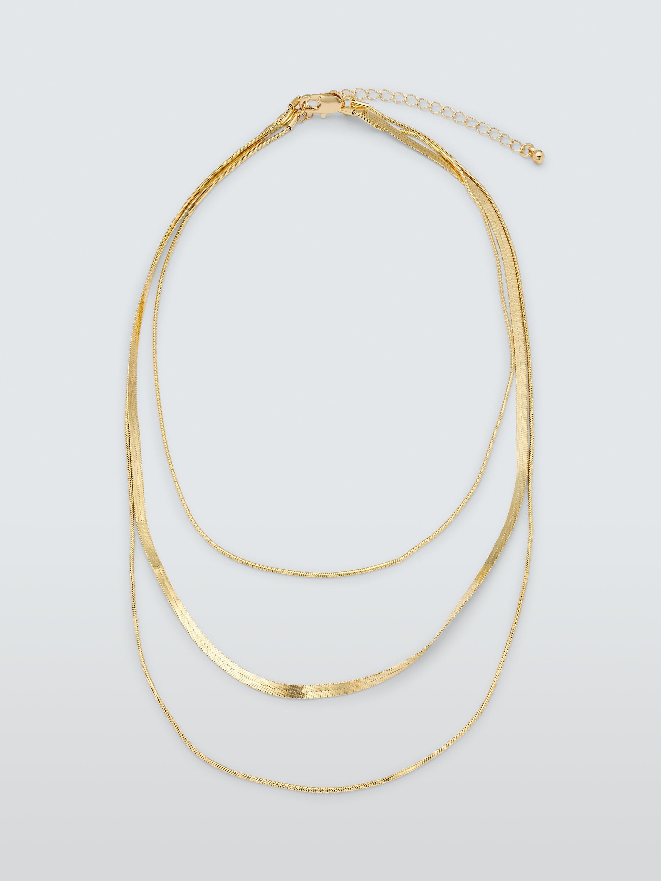 John Lewis Triple Chain Layered Necklace, Gold