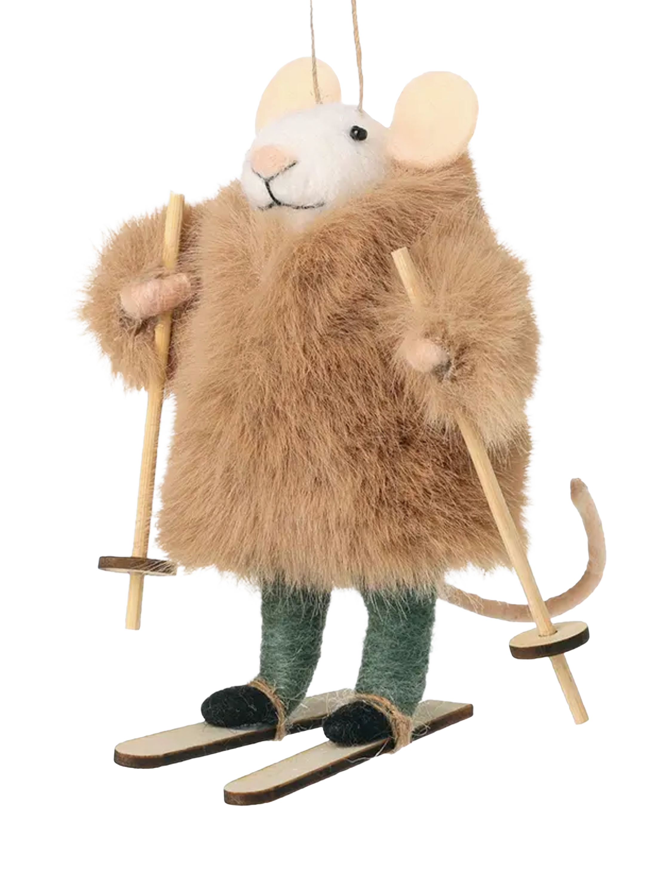 Truly Fluffy Coat Ski Mouse Tree Decoration