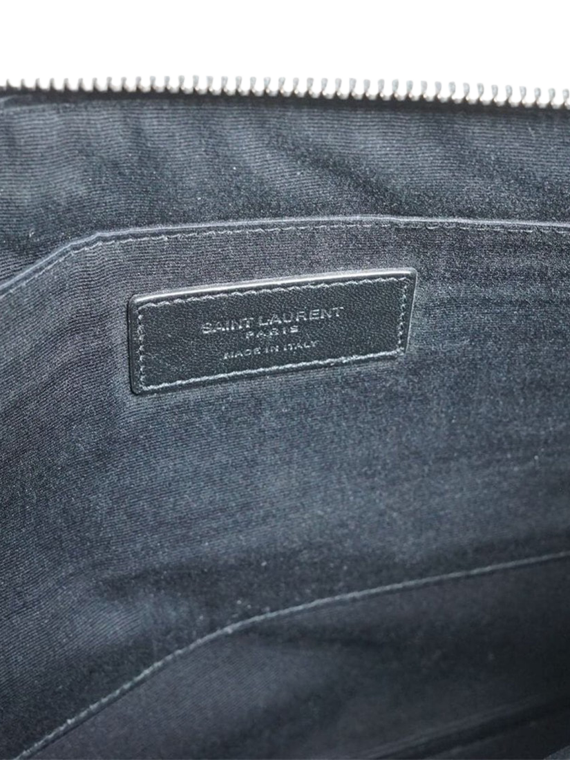 Pre-loved SAINT LAURENT Leather Star Clutch Bag, Black