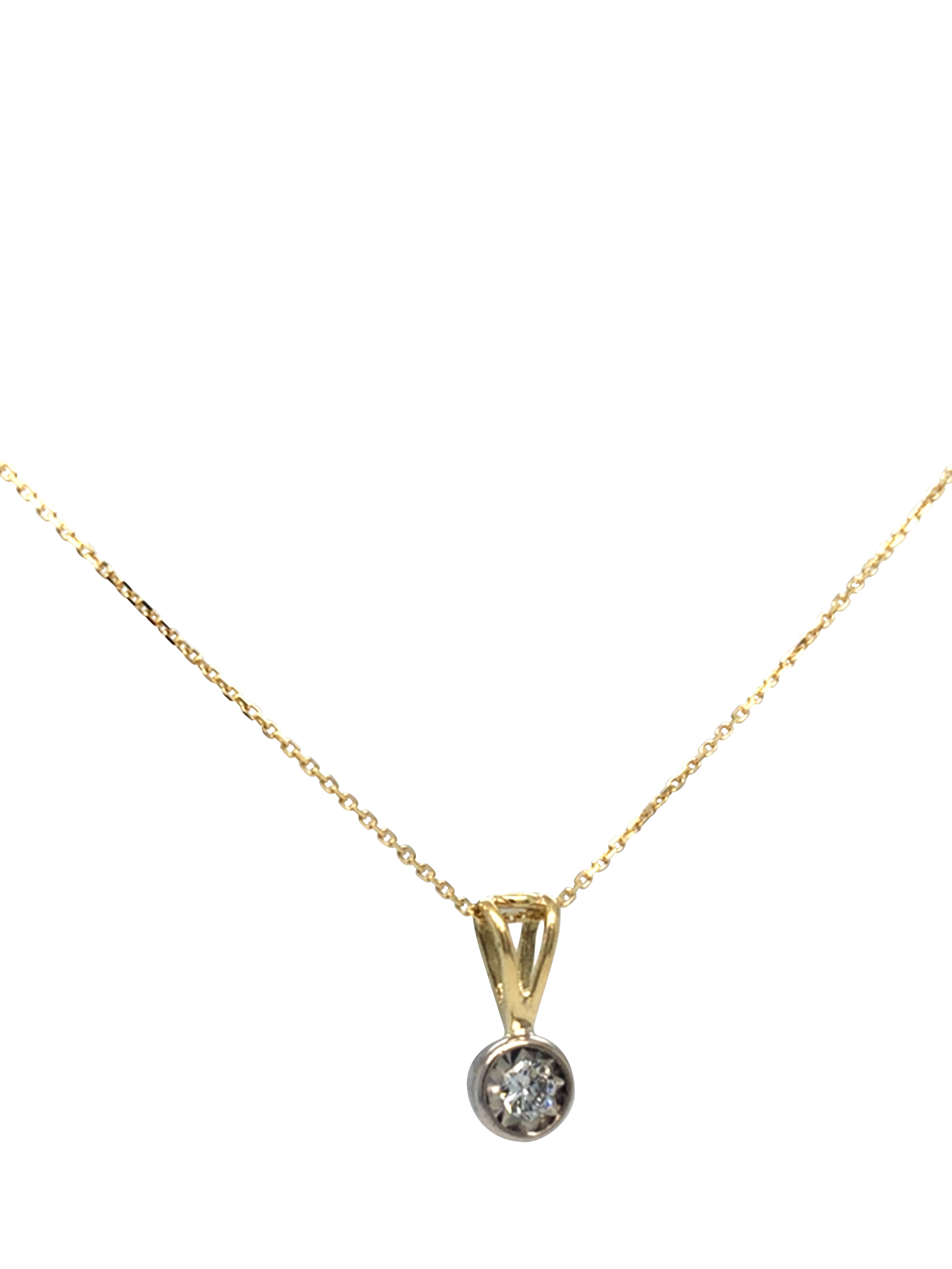 Pre-loved 18ct Yellow and White Gold Single Stone Diamond Pendant