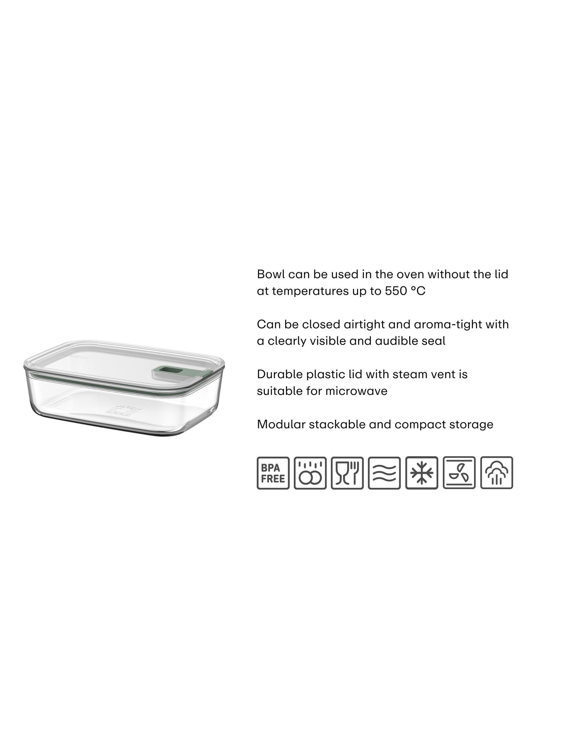 Mepal EasyClip Oven Safe Glass Storage Container Set, 3 Piece, Nordic Sage