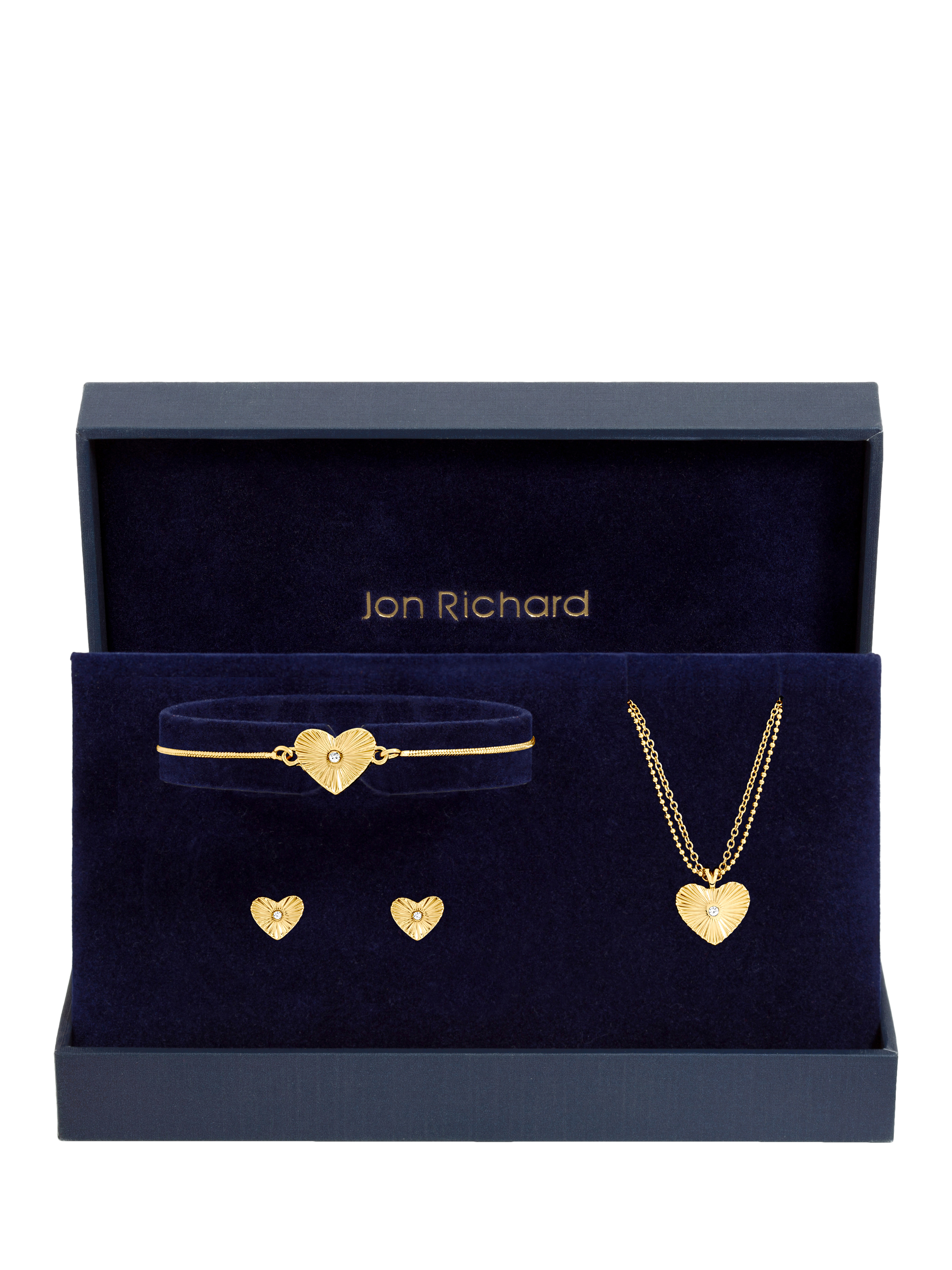Jon Richard Diamond Cut Heart Jewellery Set, Gold