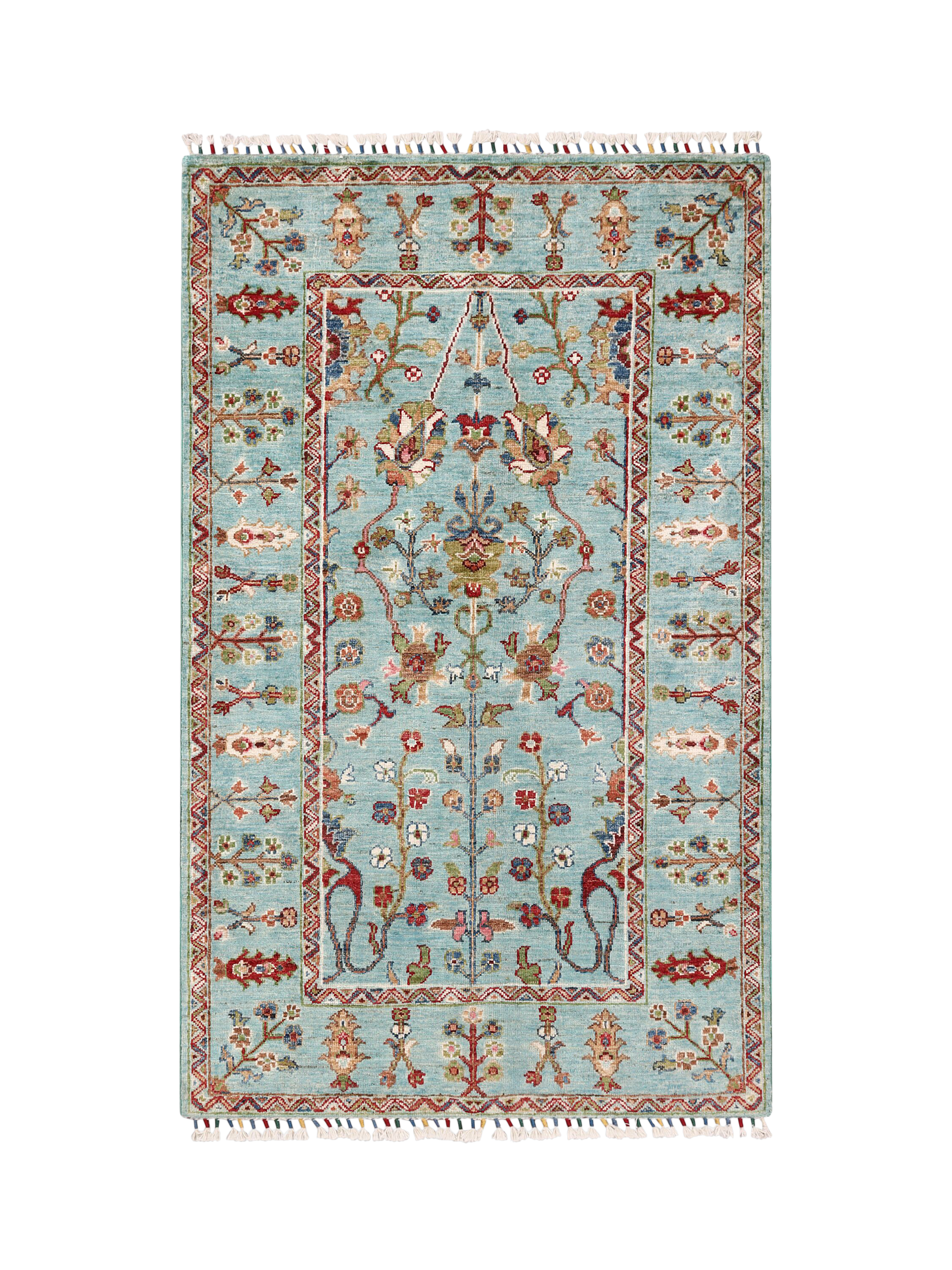 Gooch Oriental Sultani Pure Wool Rug, Aqua, L147 x W92 cm