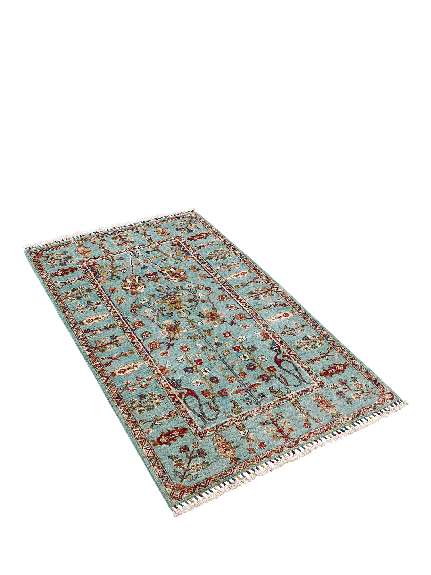 Gooch Oriental Sultani Pure Wool Rug, Aqua, L147 x W92 cm