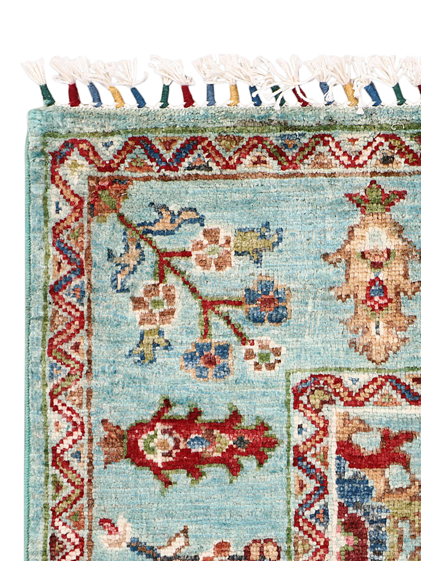 Gooch Oriental Sultani Pure Wool Rug, Aqua, L147 x W92 cm