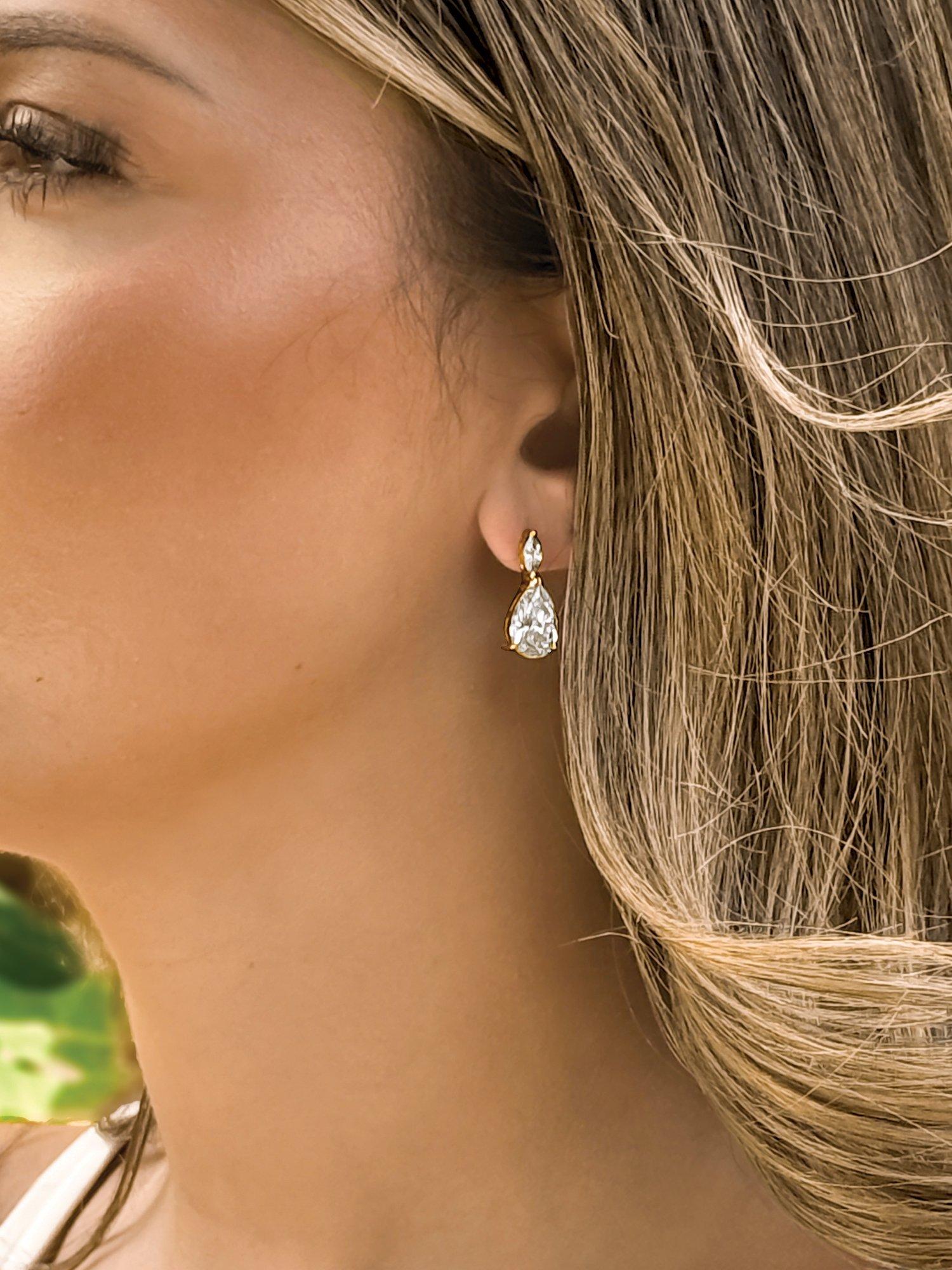 Ivory & Co. Genova Bridal Teardrop Cubic Zirconia Drop Earrings, Yellow ...