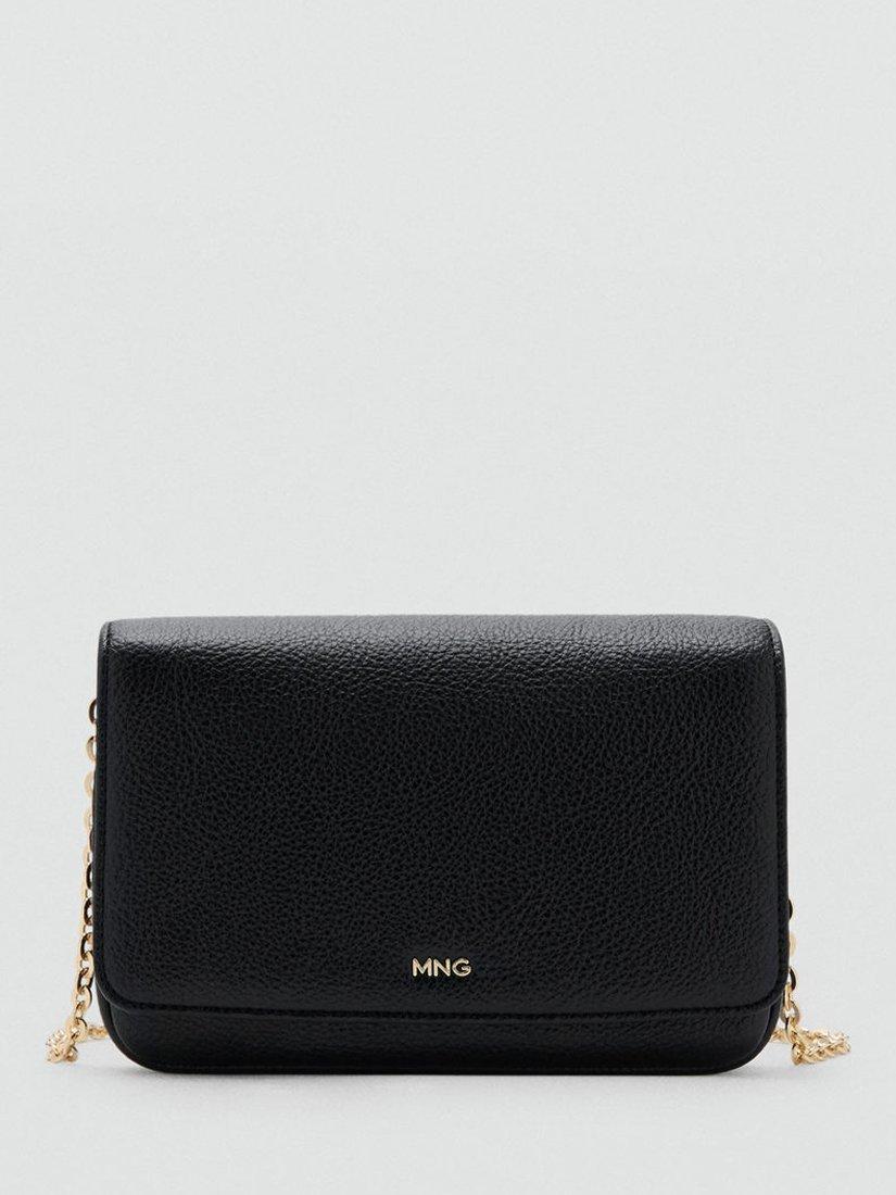 Mango Corina Faux Leather Small Crossbody Bag, Black