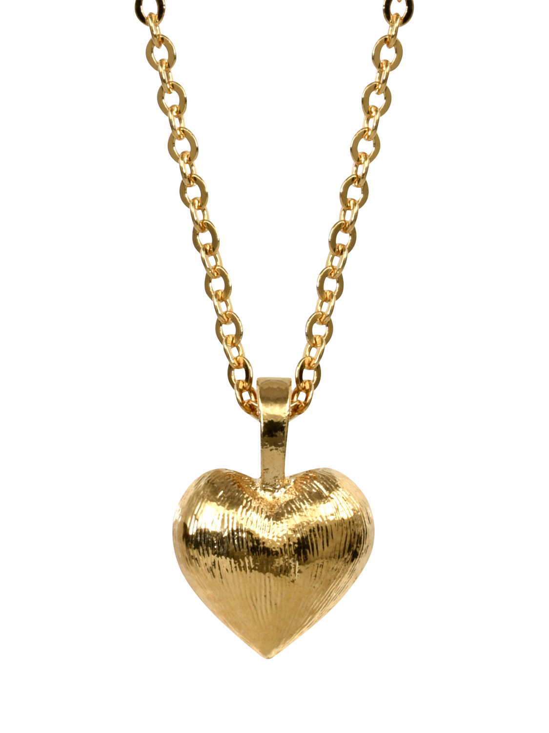 Eclectica Pre-Loved Vintage Gold Plated Puffy Heart Pendant Necklace ...