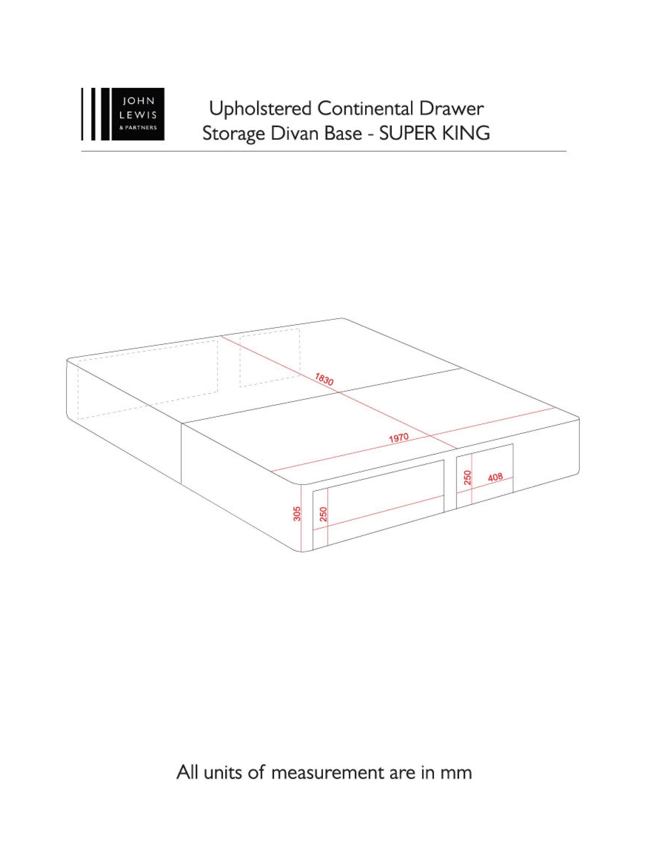 John Lewis Non-Sprung Upholstered Continental 2+2 Drawer Divan Base ...