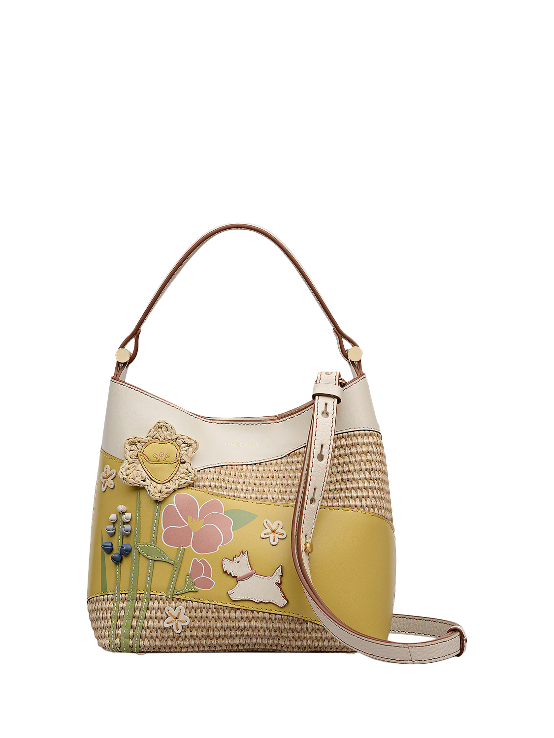 Radley Spring Blooms Leather and Raffia Picture Tote Bag, Multi