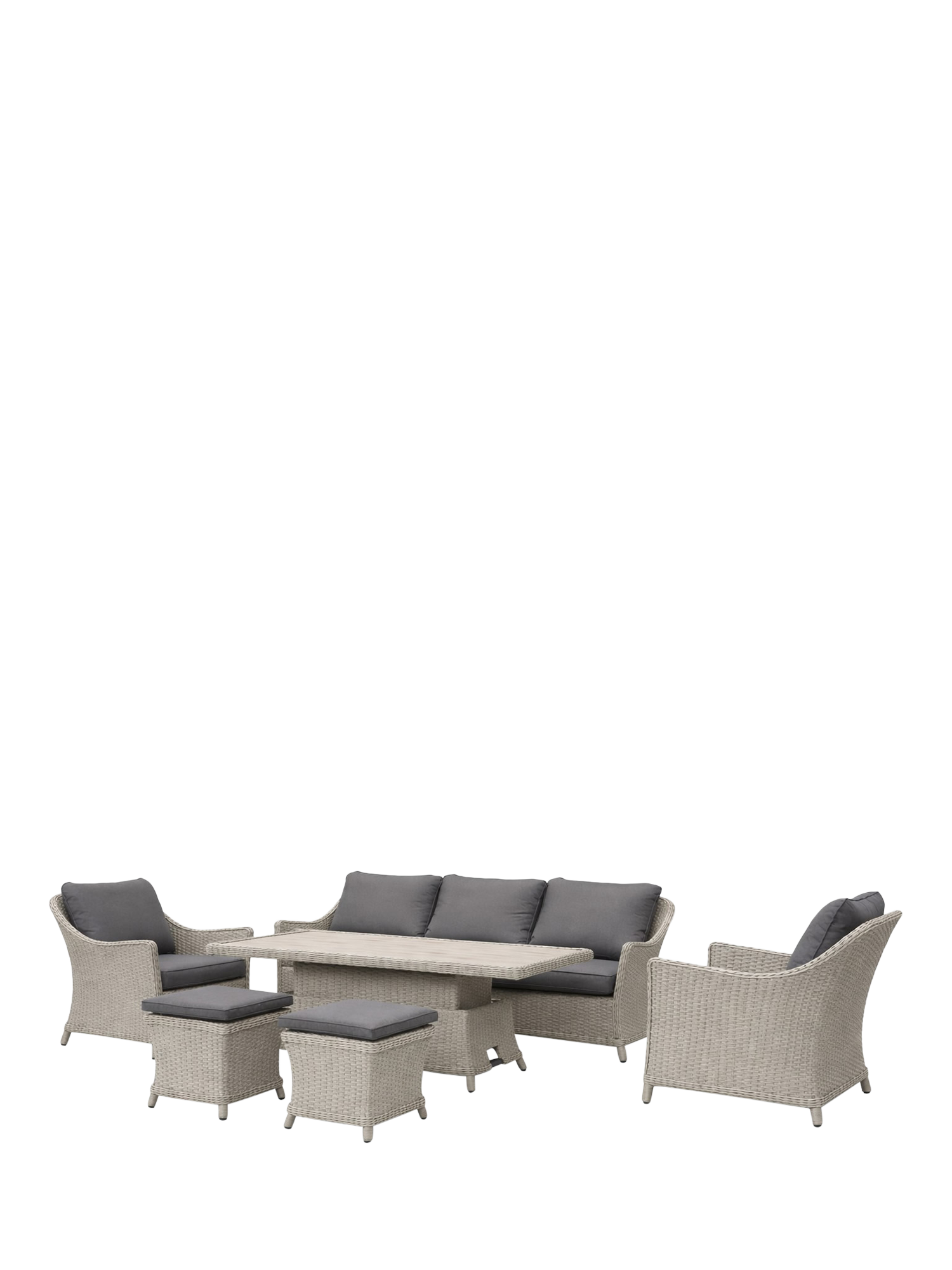 KETTLER Foxley Woven 7-Seater Casual Garden Dining Sofa Set with Height ...