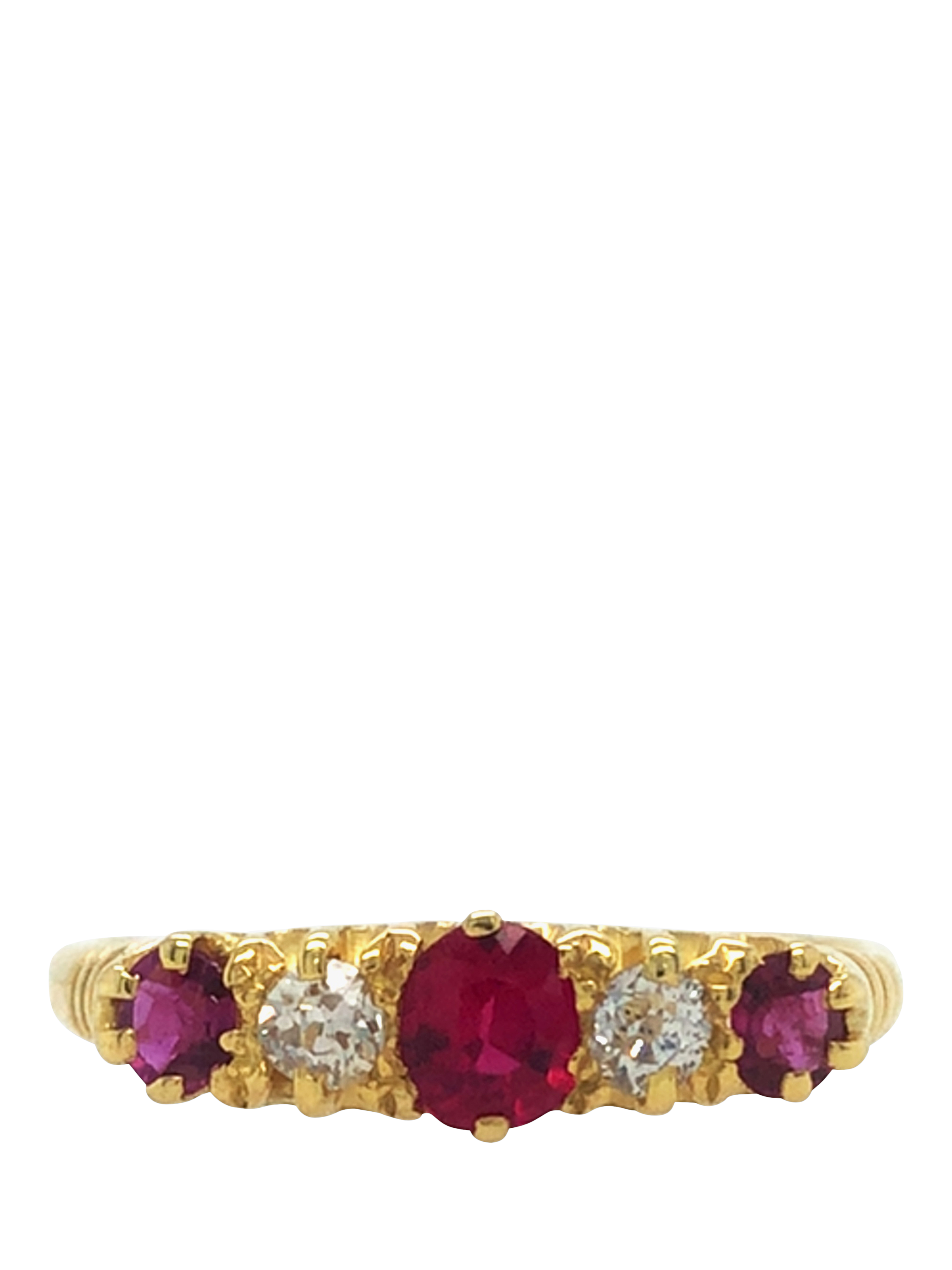 Pre-loved 18ct Yellow Gold Diamond and Ruby Claw Set Ring, Dated London ...