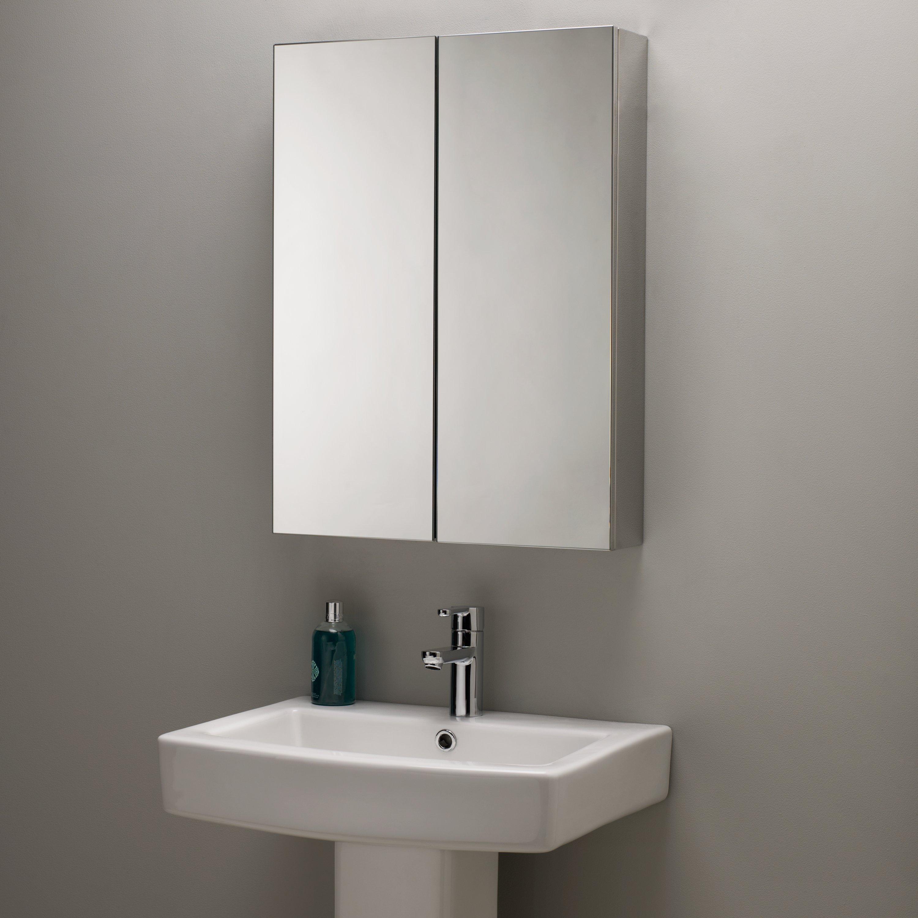 John Lewis Partners Double Mirrored Bathroom Cabinet Stainless Steel