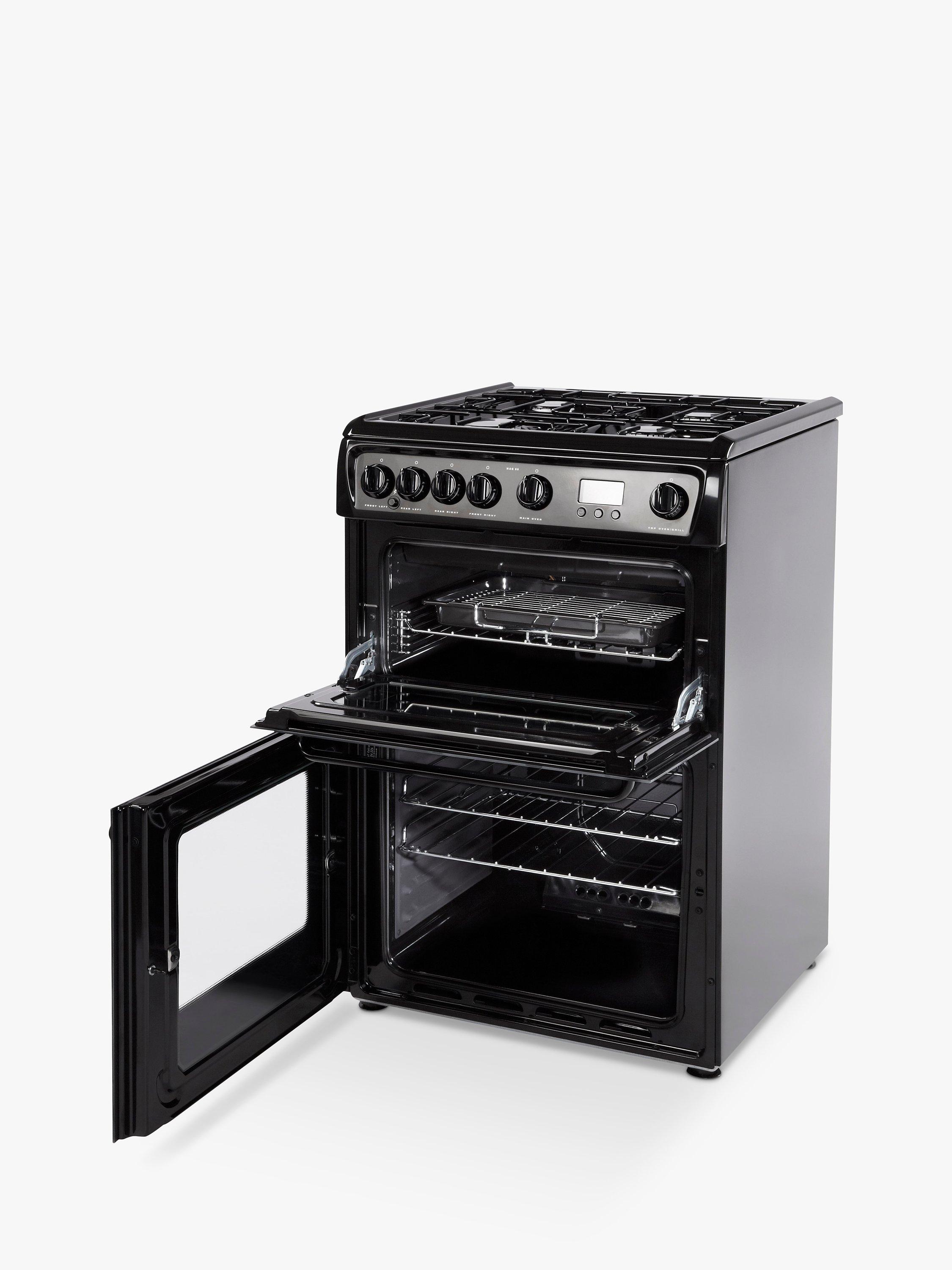 Hotpoint Newstyle HAG60K Gas Cooker, Onyx Black