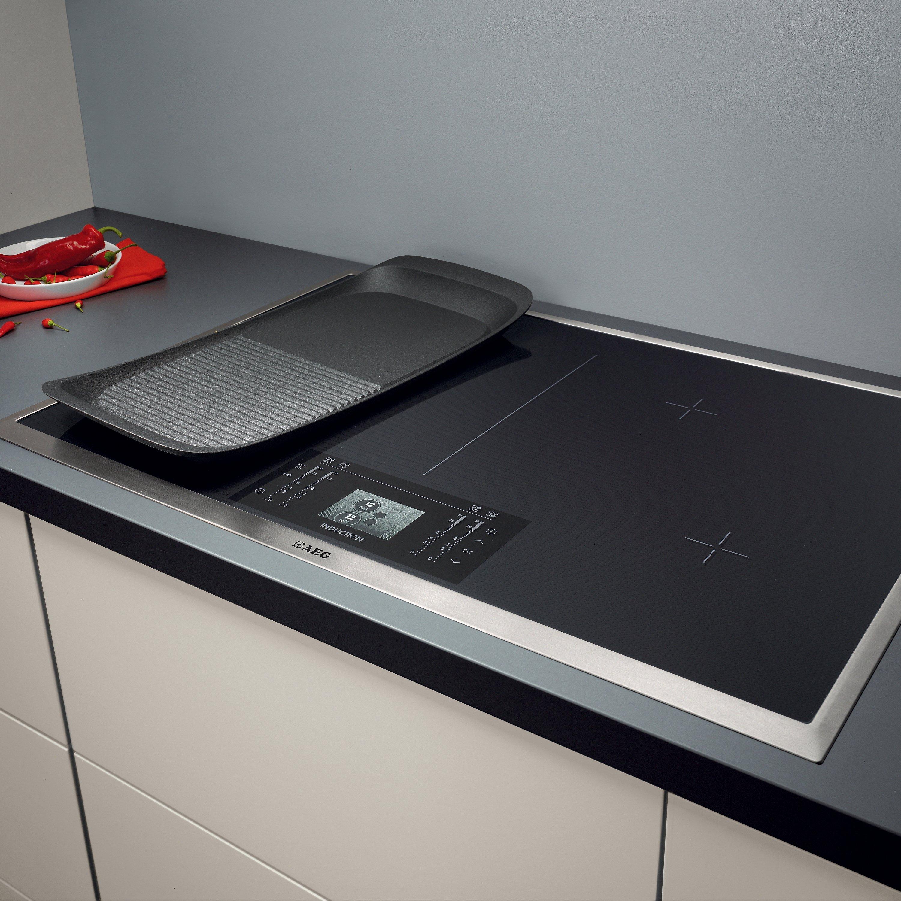 AEG HK884400XG Induction Hob, Stainless Steel / Black