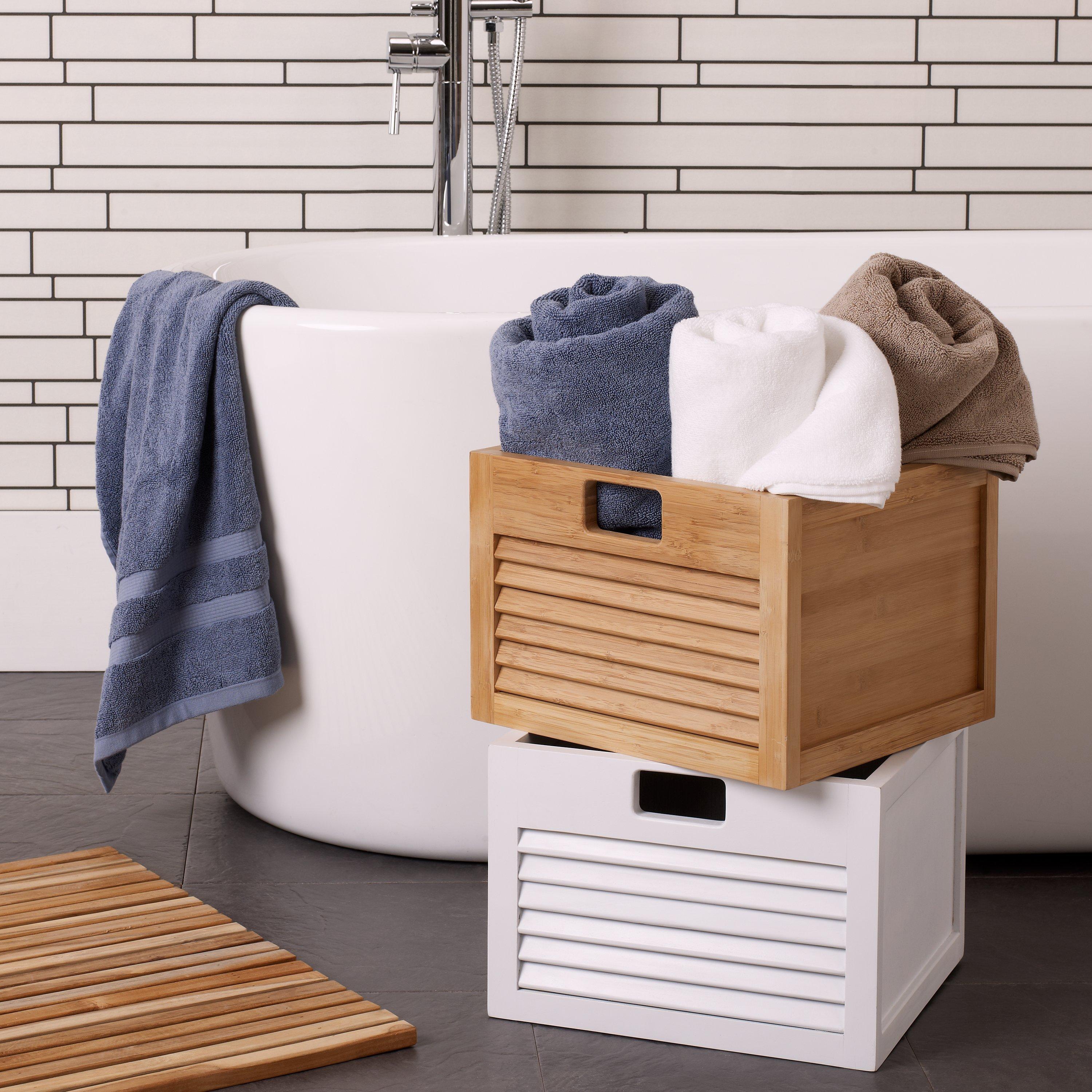 Cinas Scandi Wooden Bathroom Storage Box, Natural