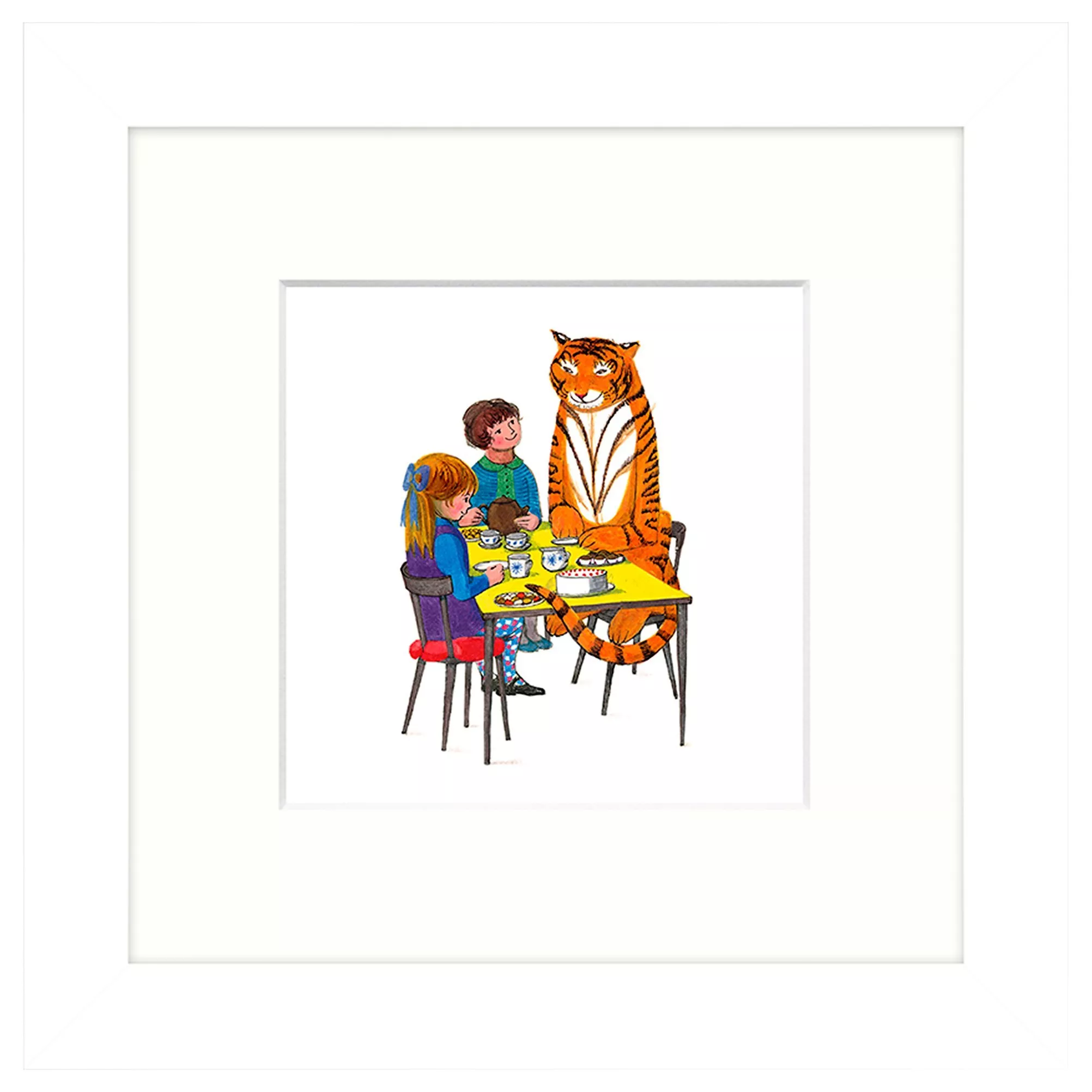 Judith Kerr - Tea With Tiger Framed Print, 23 x 23cm